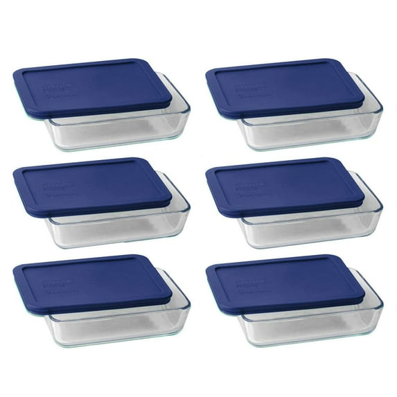 Pyrex 7210 3-Cup Rectangle Glass Food Storage Dishes & 7210-PC 3-Cup ...