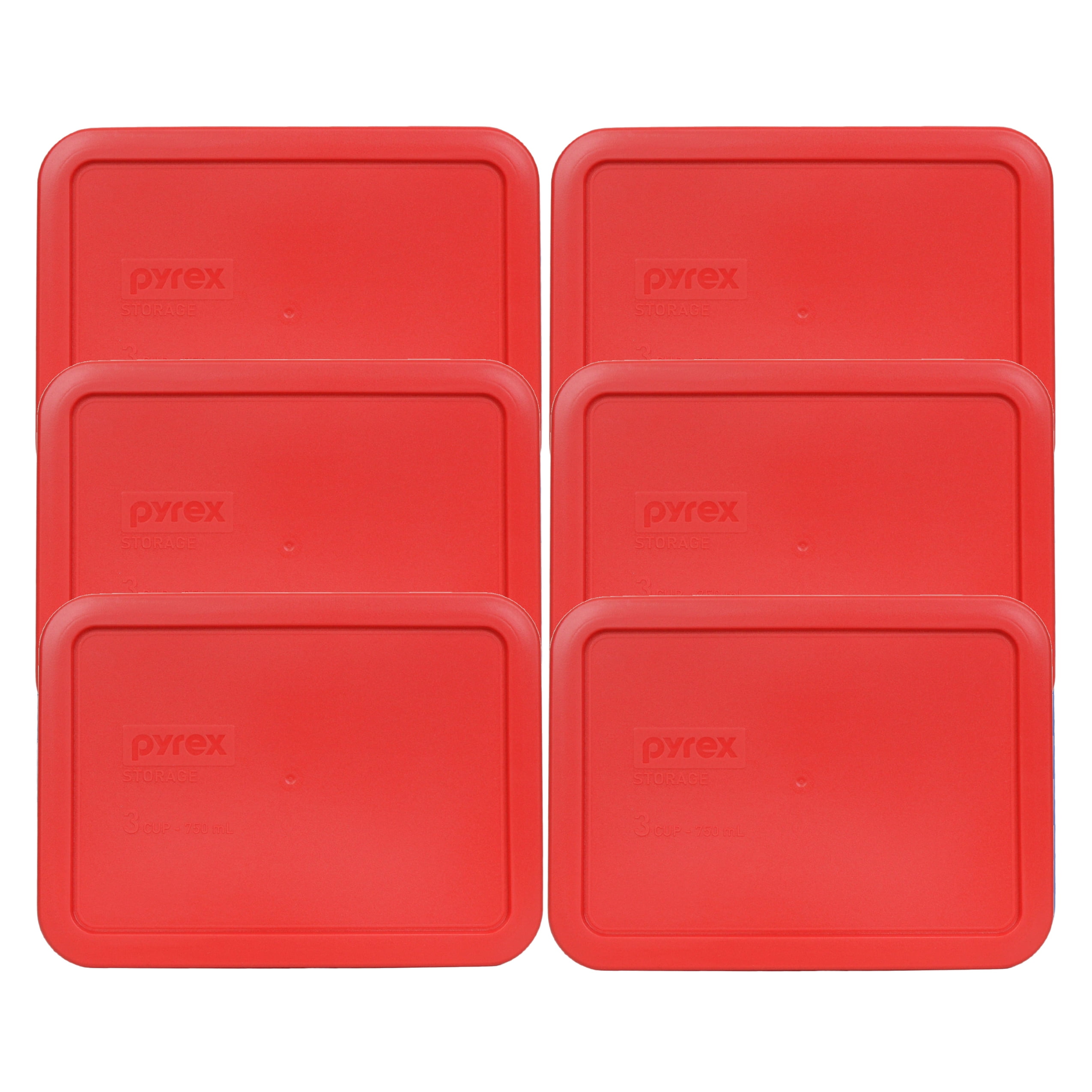 Pyrex 7210-PC Red Plastic Replacement Storage Lid Cover (6-Pack ...
