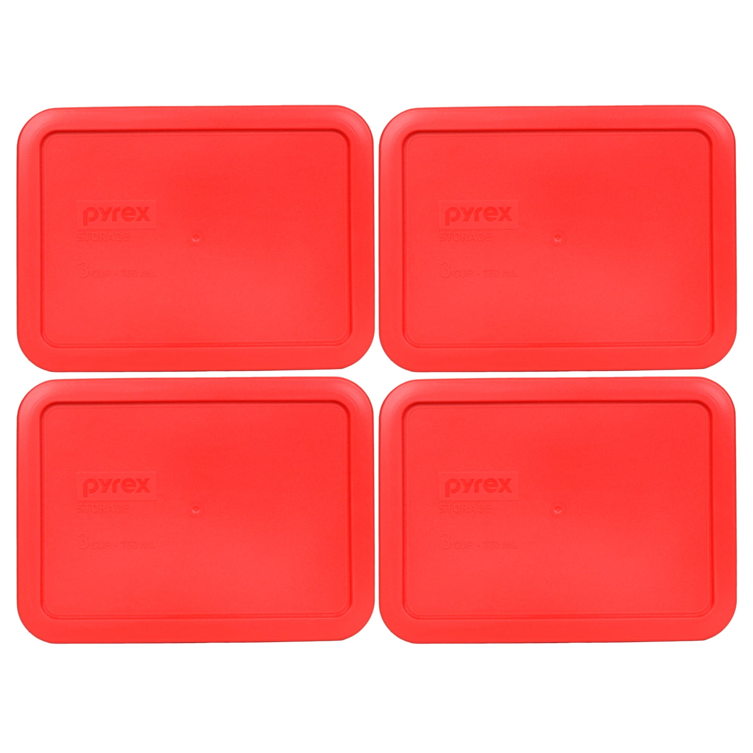 Pyrex 7210-PC Red Rectangle Plastic Storage Replacement Lid Cover (4 ...