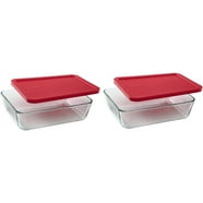 Pyrex 7210 3-Cup Rectangle Glass Food Storage Dishes & 7210-PC 3-Cup ...