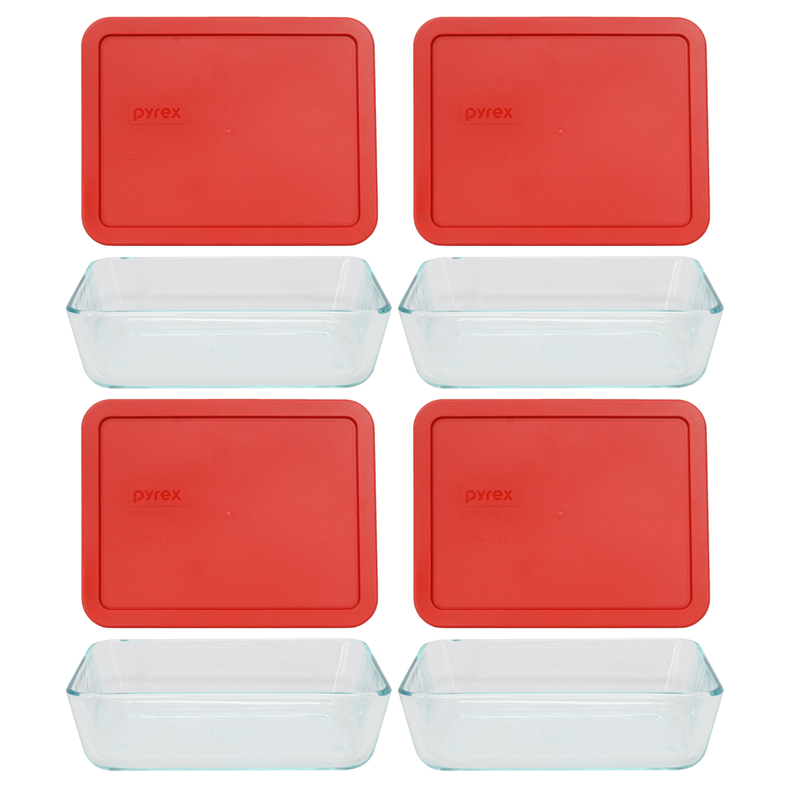 Pyrex Lid 4 C Pyrex 7211-PC Red Plastic Storage Lids – 4 Pack For 6 Cup ...