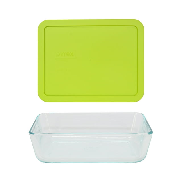 Pyrex 7211 6-Cup Rectangle Glass Storage Dish and 7211-PC Edamame Green ...