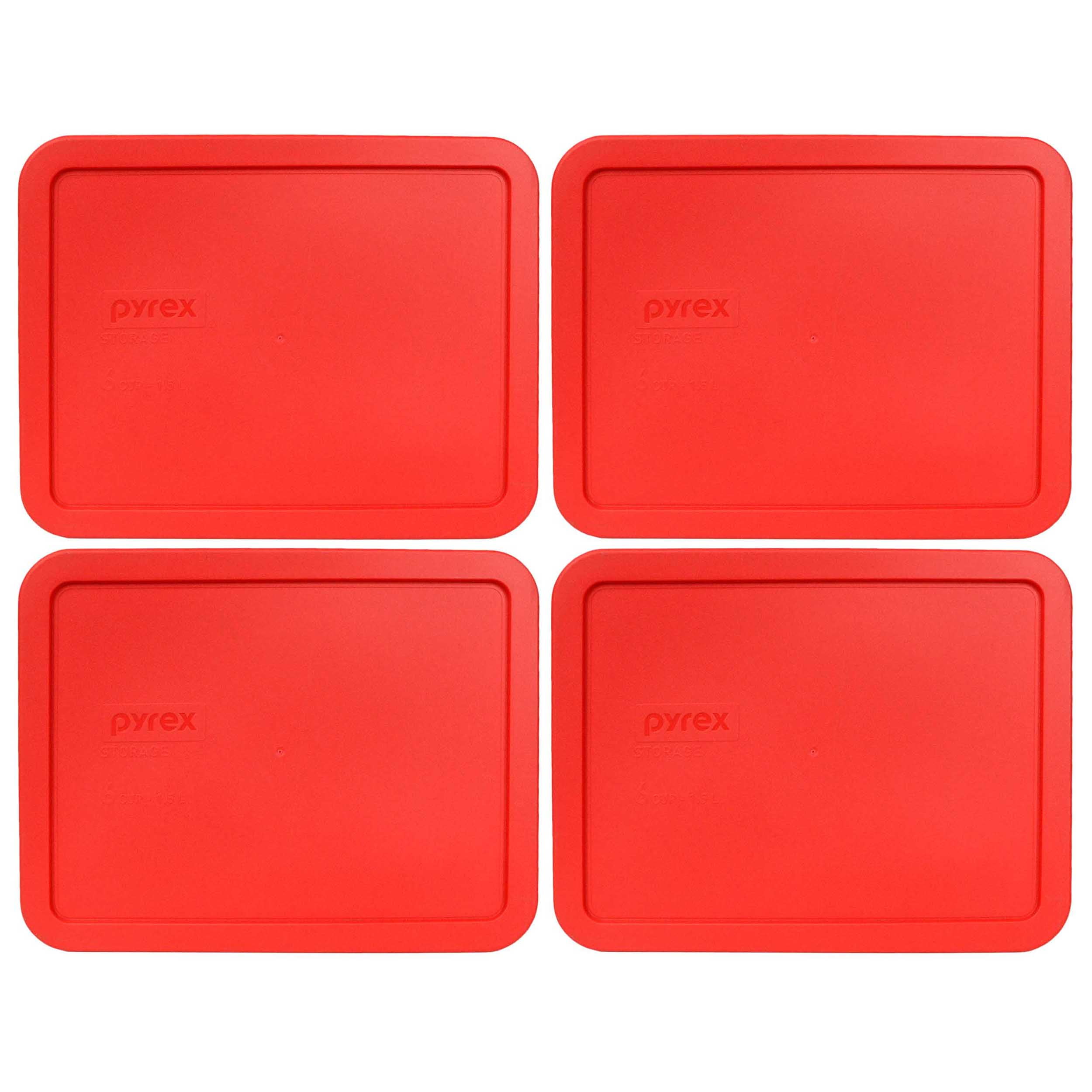 Pyrex Replacement Lids, Red Plastic Cover for 6-Cup Rectangle Dish, 4 ...