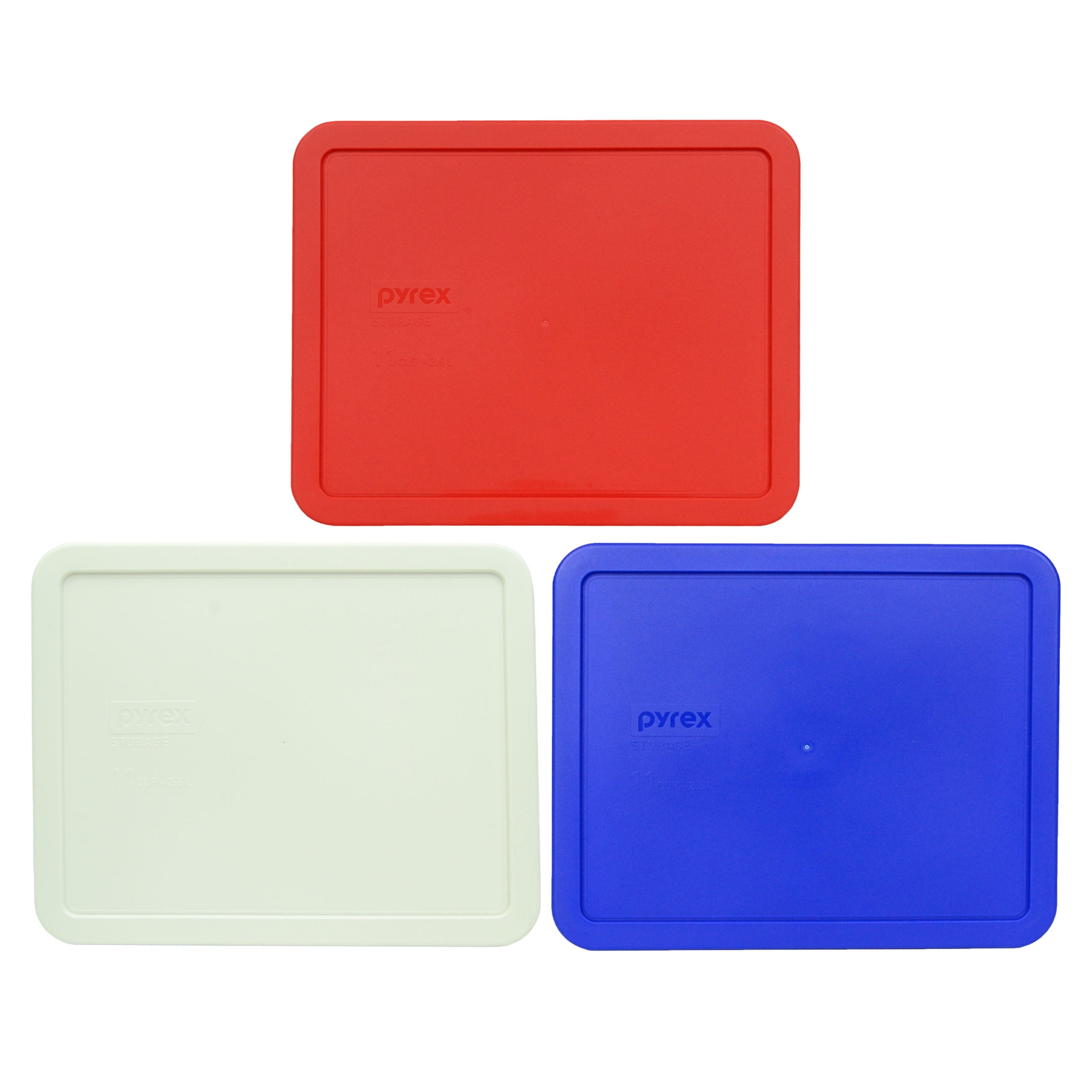 Pyrex 7212-PC Red, White, and Cadet Blue Food Storage Replacement Lid ...