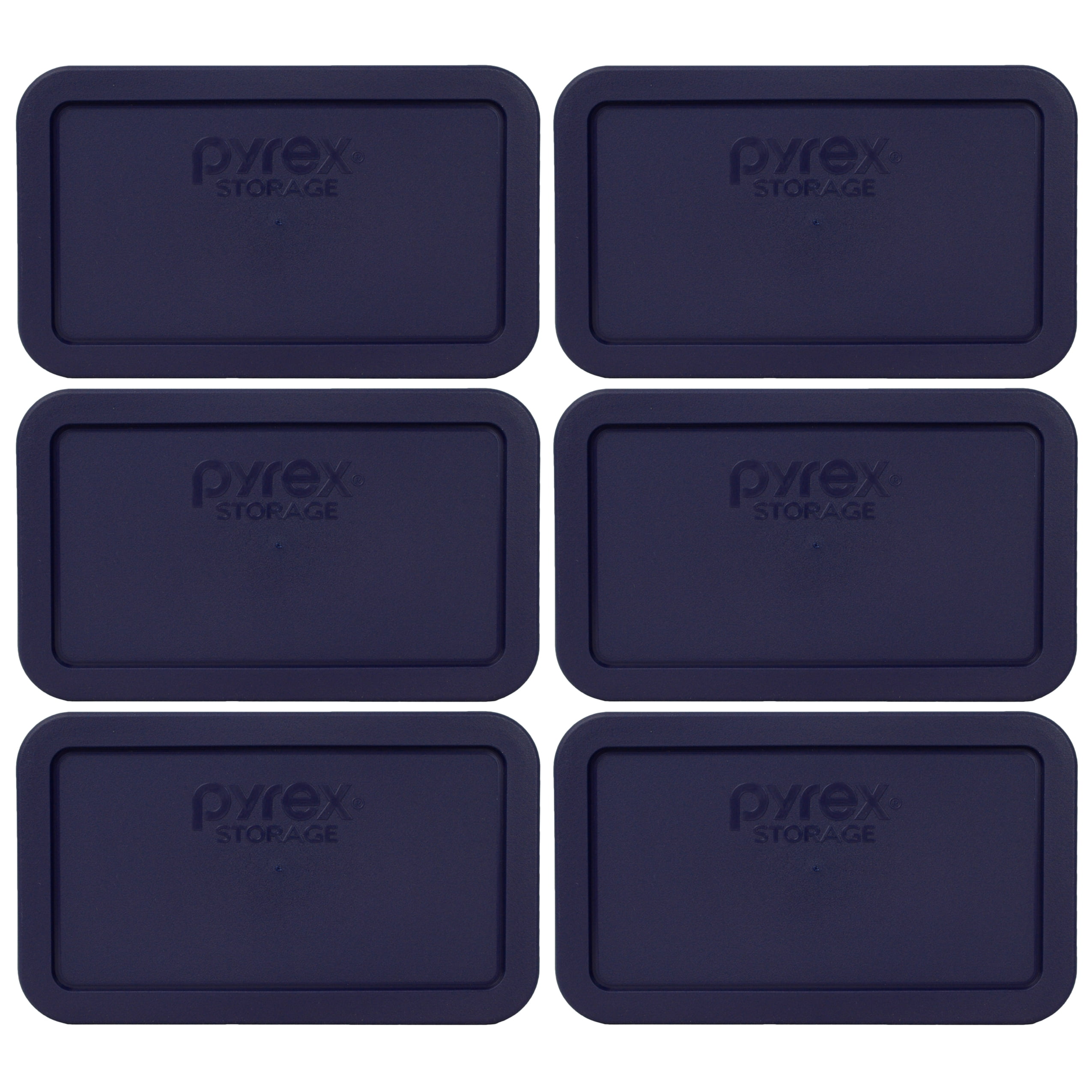 Pyrex 7214-PC Blue Rectangle Plastic Replacement Lid Cover (6-Pack ...
