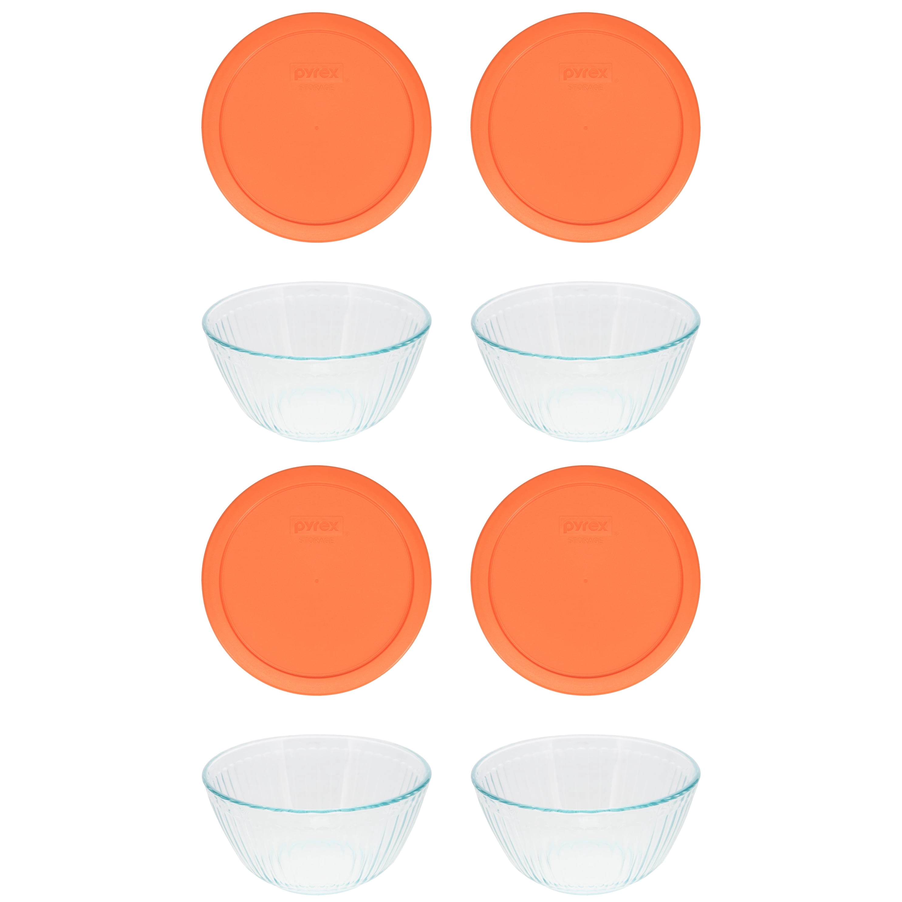 Pyrex 7402 6-Cup Sculpted Glass Mixing Bowls and 7402-PC 6/7-Cup Orange ...