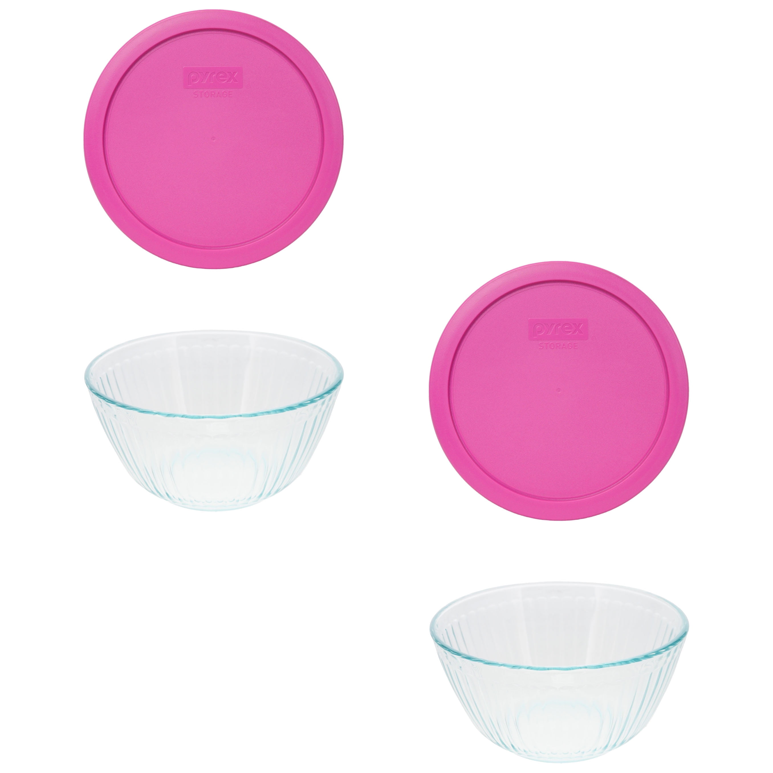 Pyrex 7402 6-Cup Sculpted Glass Mixing Bowls and 7402-PC 6/7-Cup Pink ...