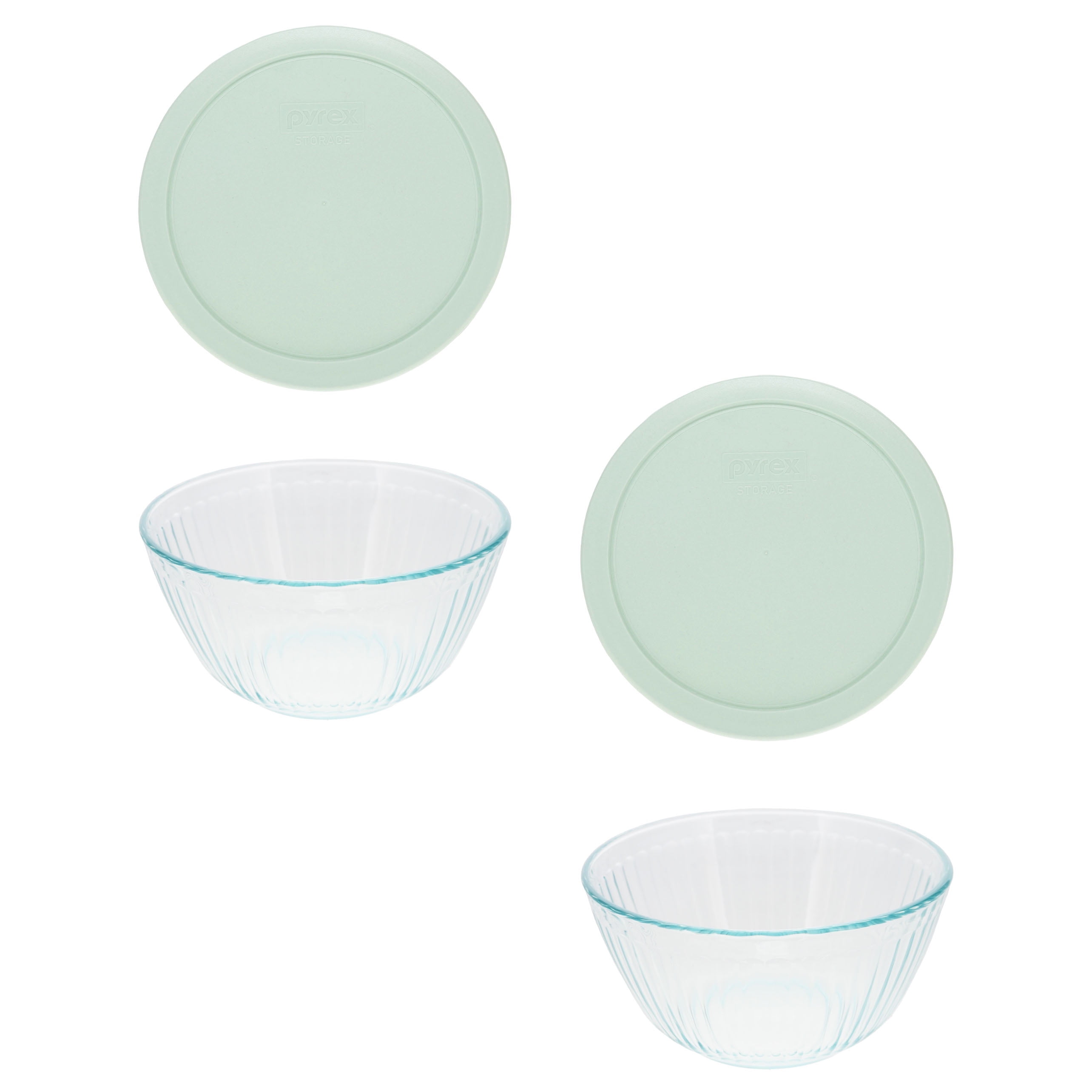Pyrex 7402 6-Cup Sculpted Glass Mixing Bowls and 7402-PC 6/7-Cup Sage ...