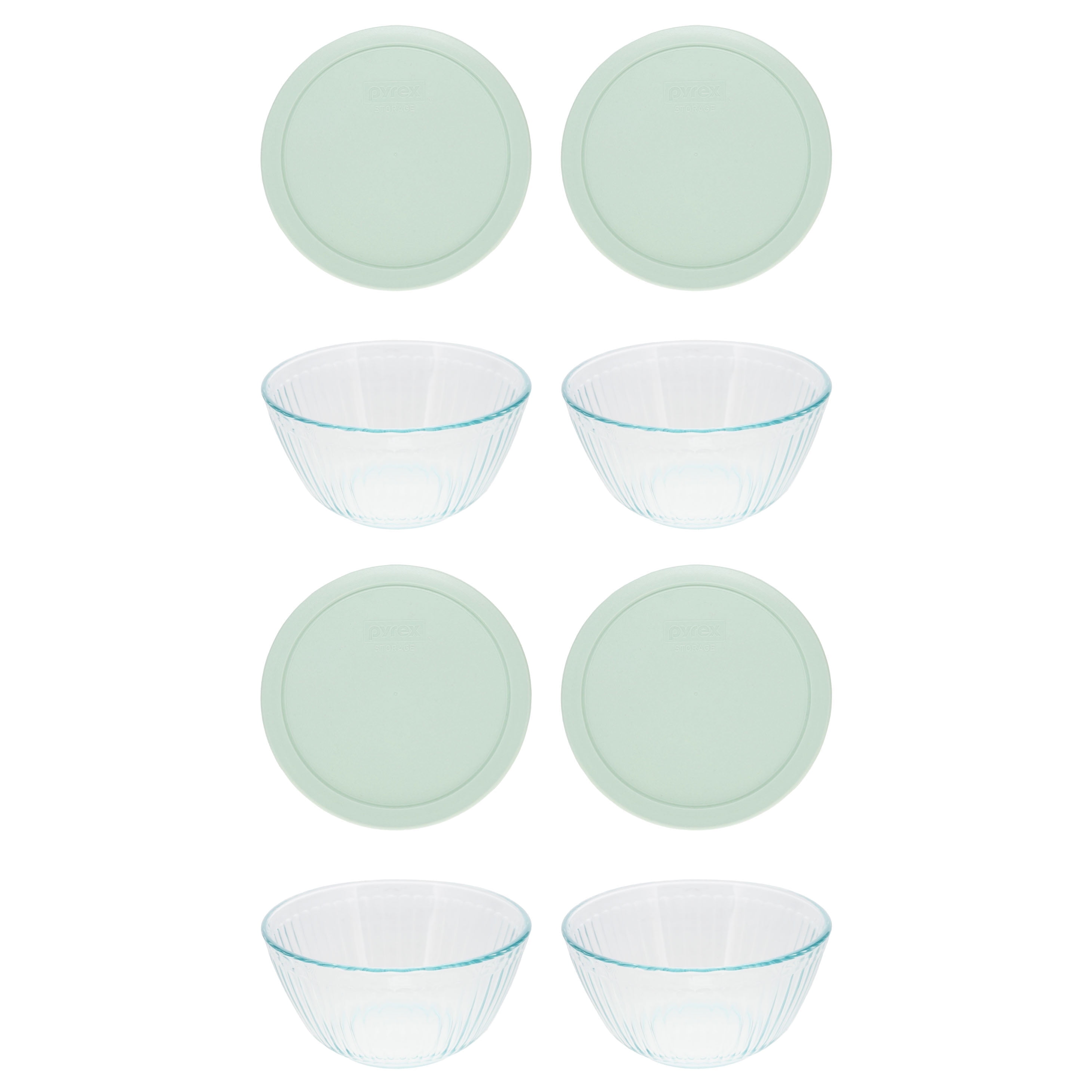 Pyrex 7402 6-Cup Sculpted Glass Mixing Bowls and 7402-PC 6/7-Cup Sage ...