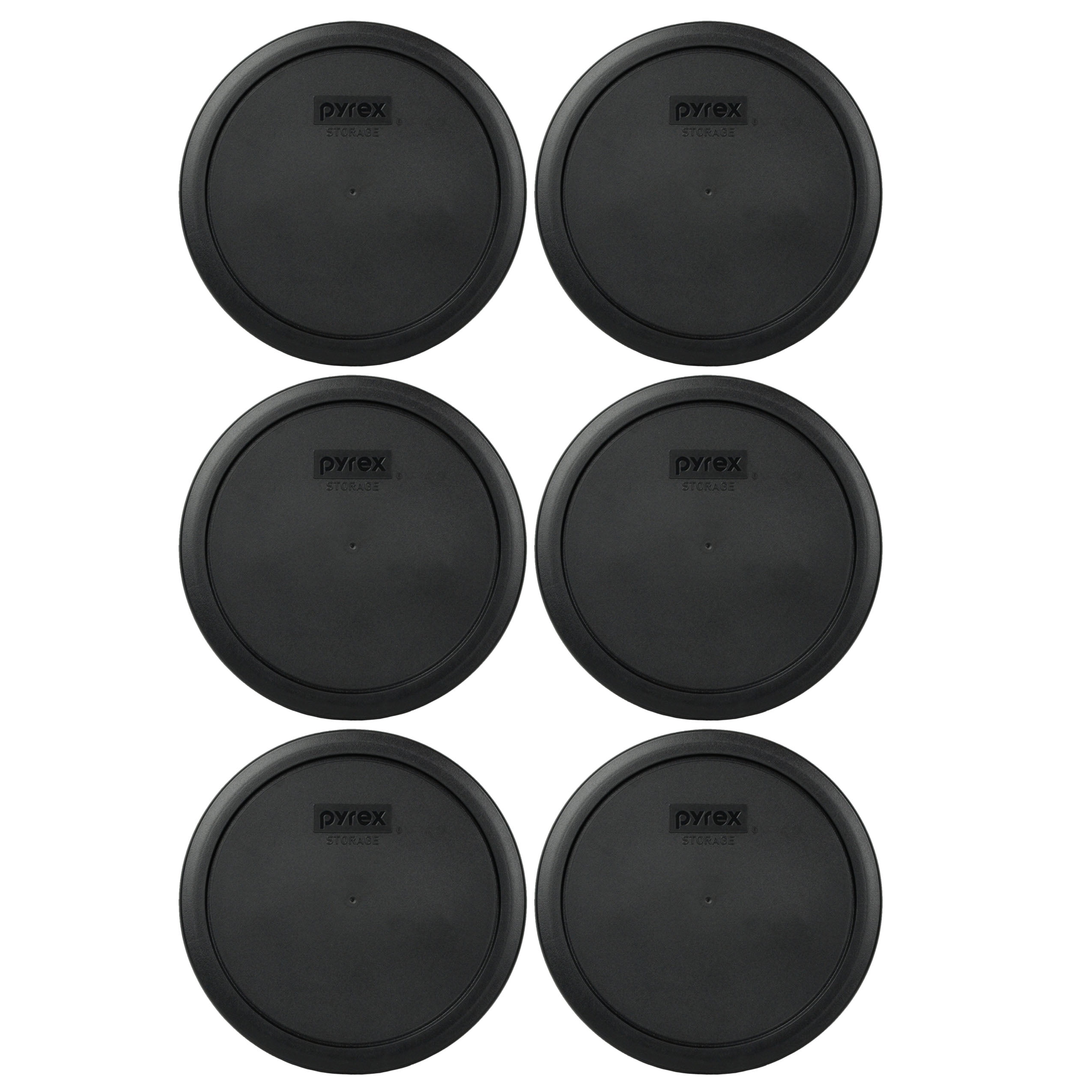 Pyrex 7402-PC Black Plastic Round Replacement Storage Lid Cover (6-Pack ...