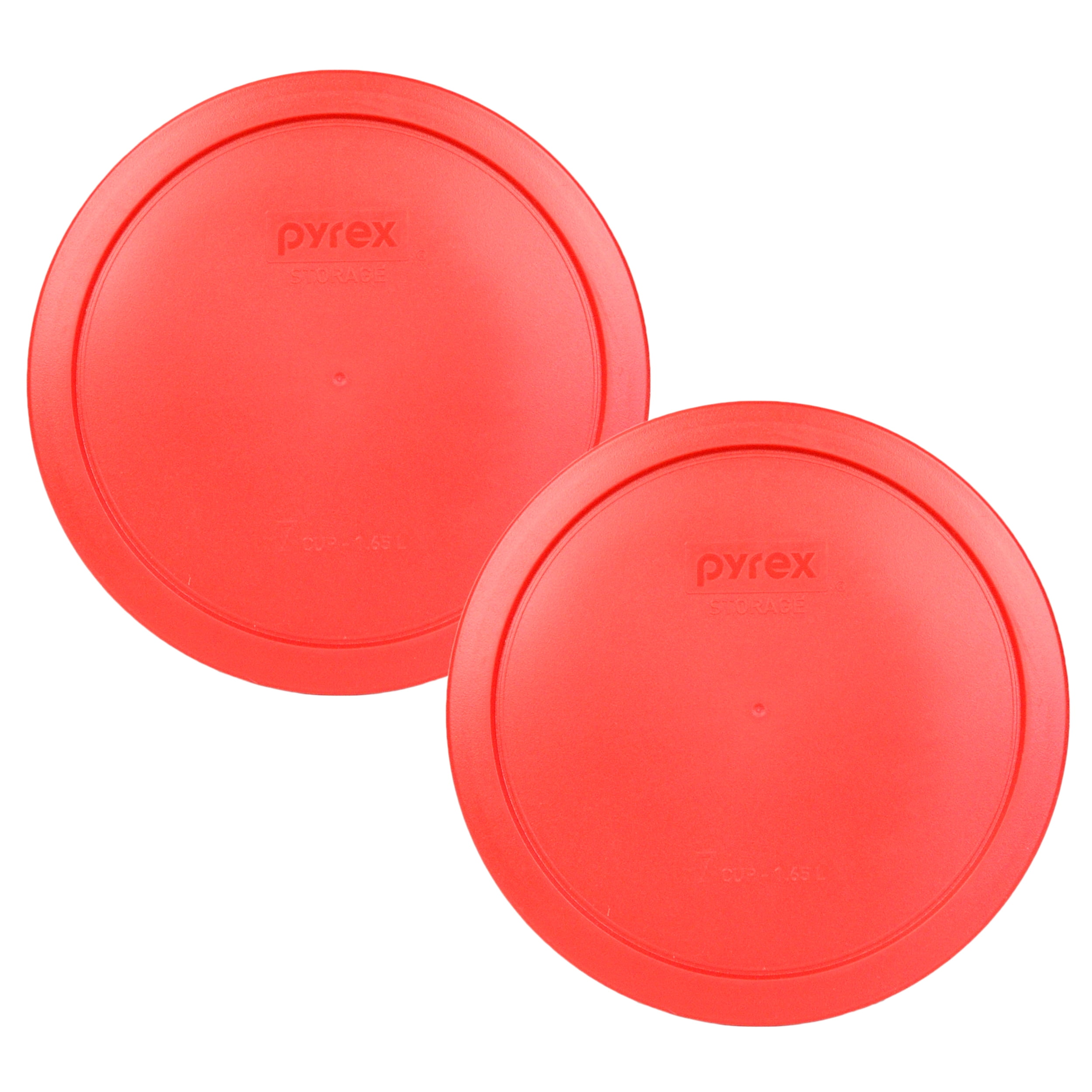 Pyrex 7402-PC Red Round Plastic Food Storage Replacement Lid Cover (2 ...