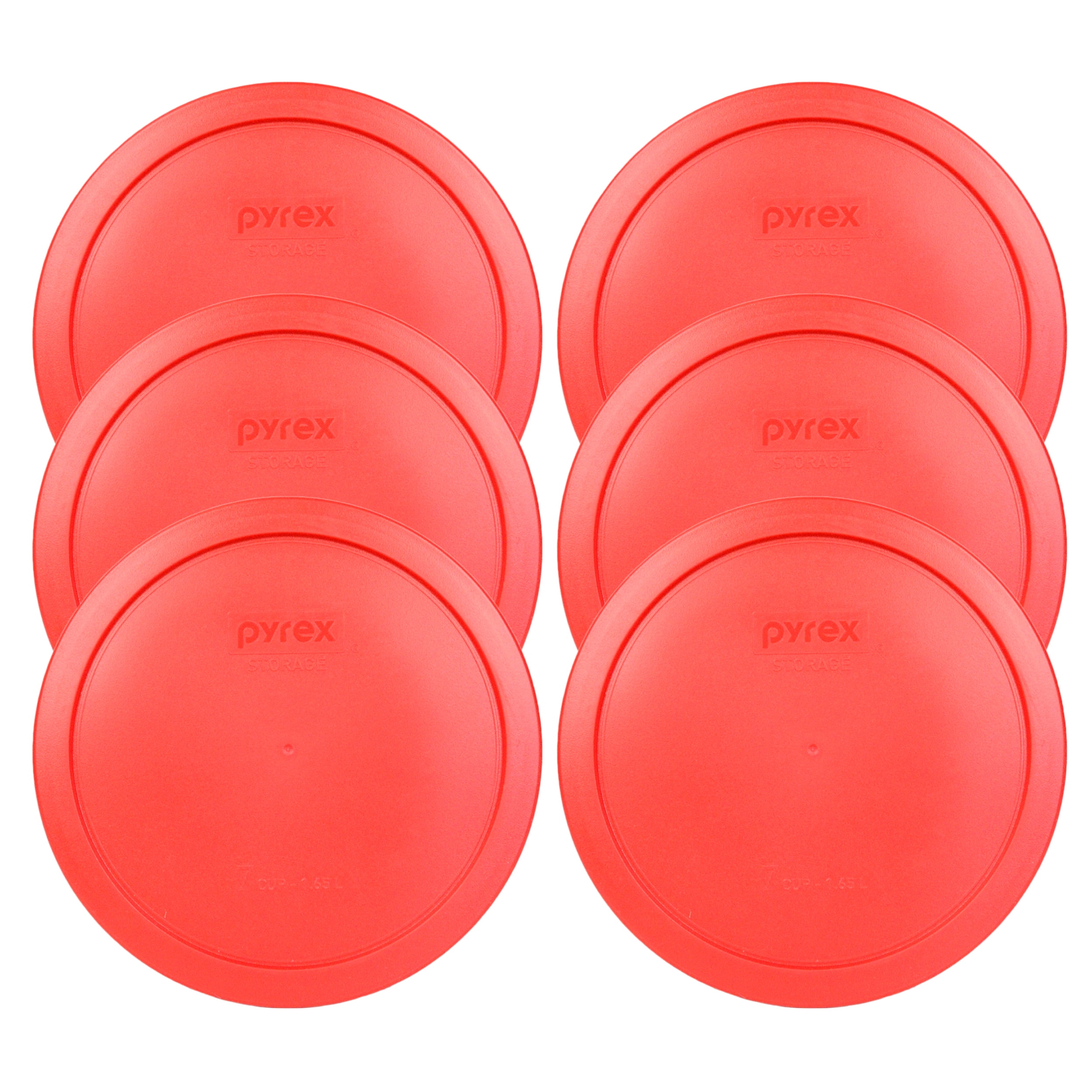 Pyrex 7402-PC Red Round Plastic Storage Replacement Lid Cover (6-Pack ...