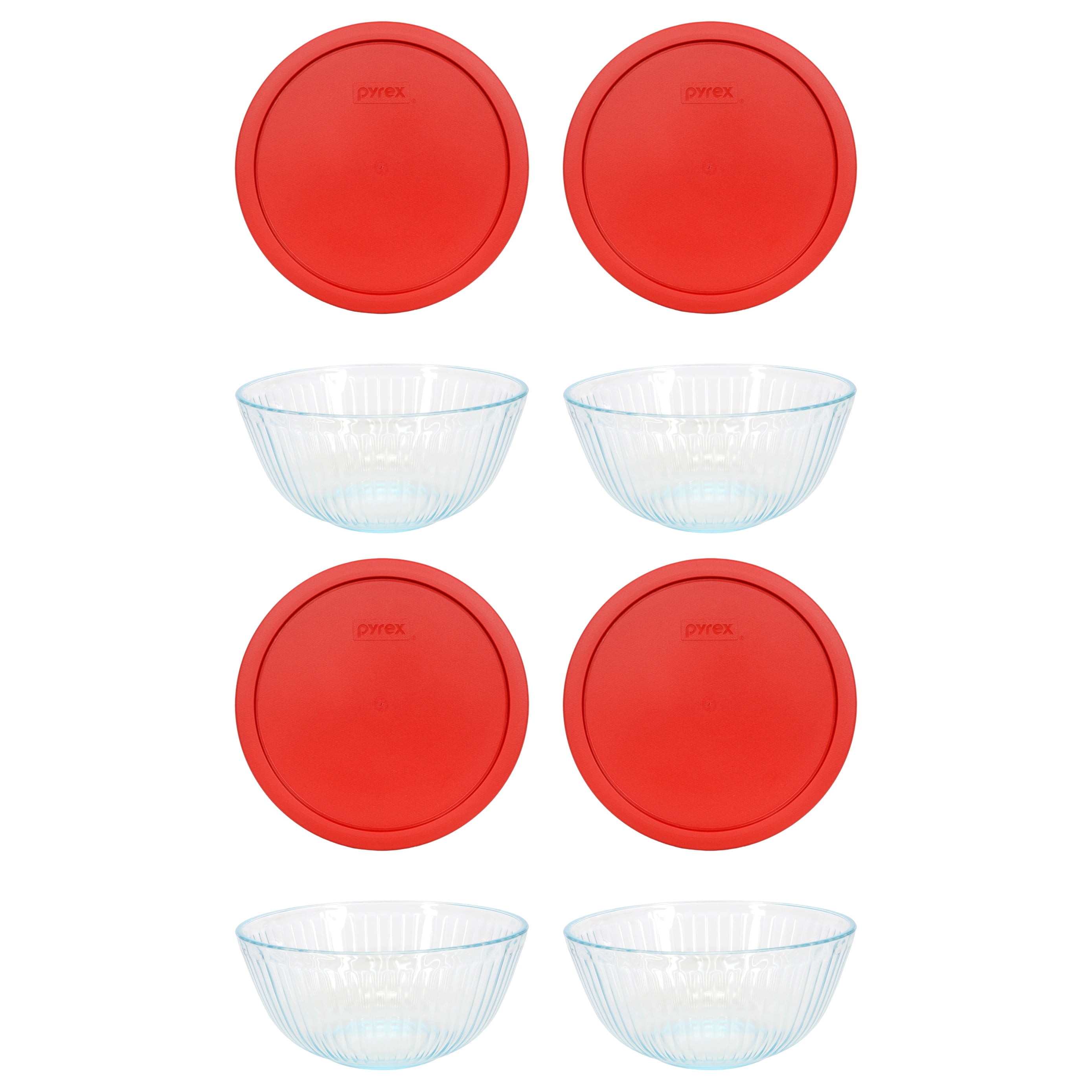 Pyrex 7403 10 Cup Sculpted Glass Mixing Bowl and 7403-PC Poppy Red Lid ...