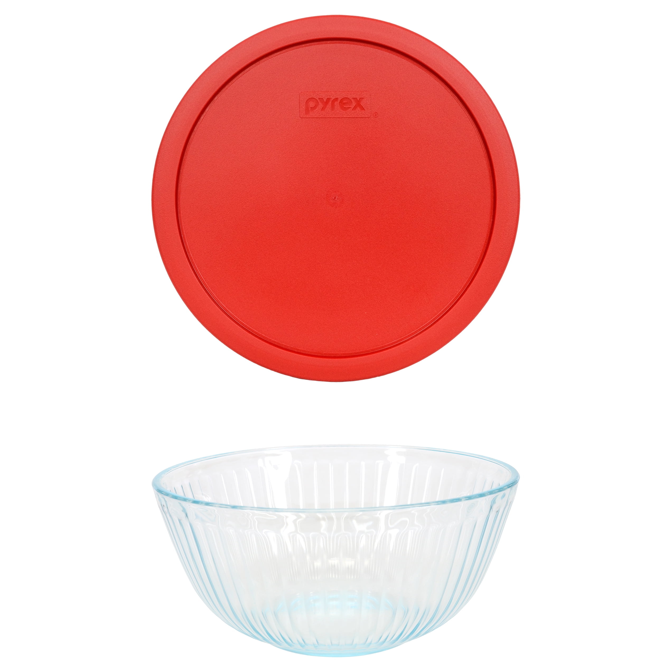 Pyrex 7403 10 Cup Sculpted Glass Mixing Bowl and 7403-PC Poppy Red Lid ...