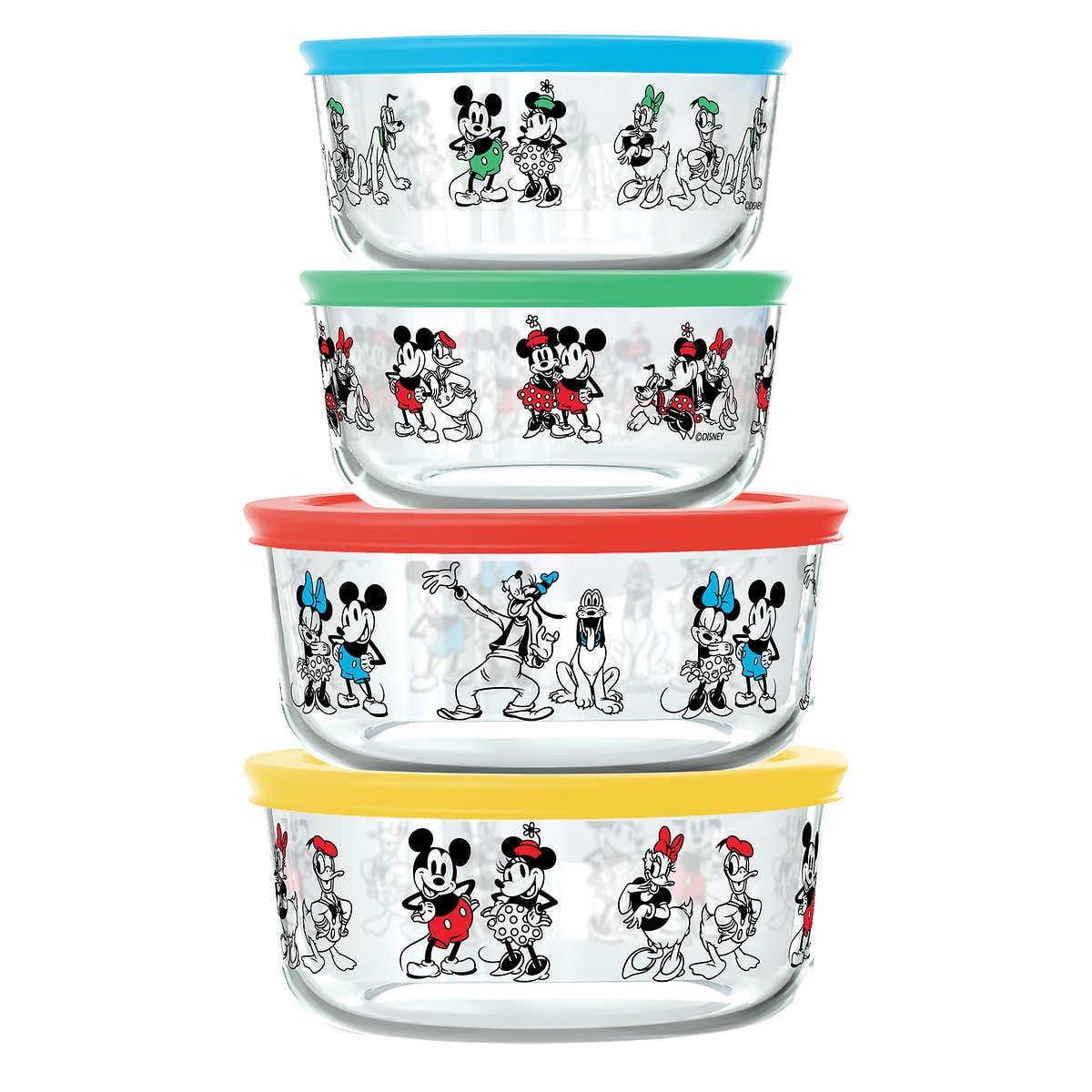 Masala House INC Pyrex 8-Piece Disney Mickey Mouse Friends Glass ...