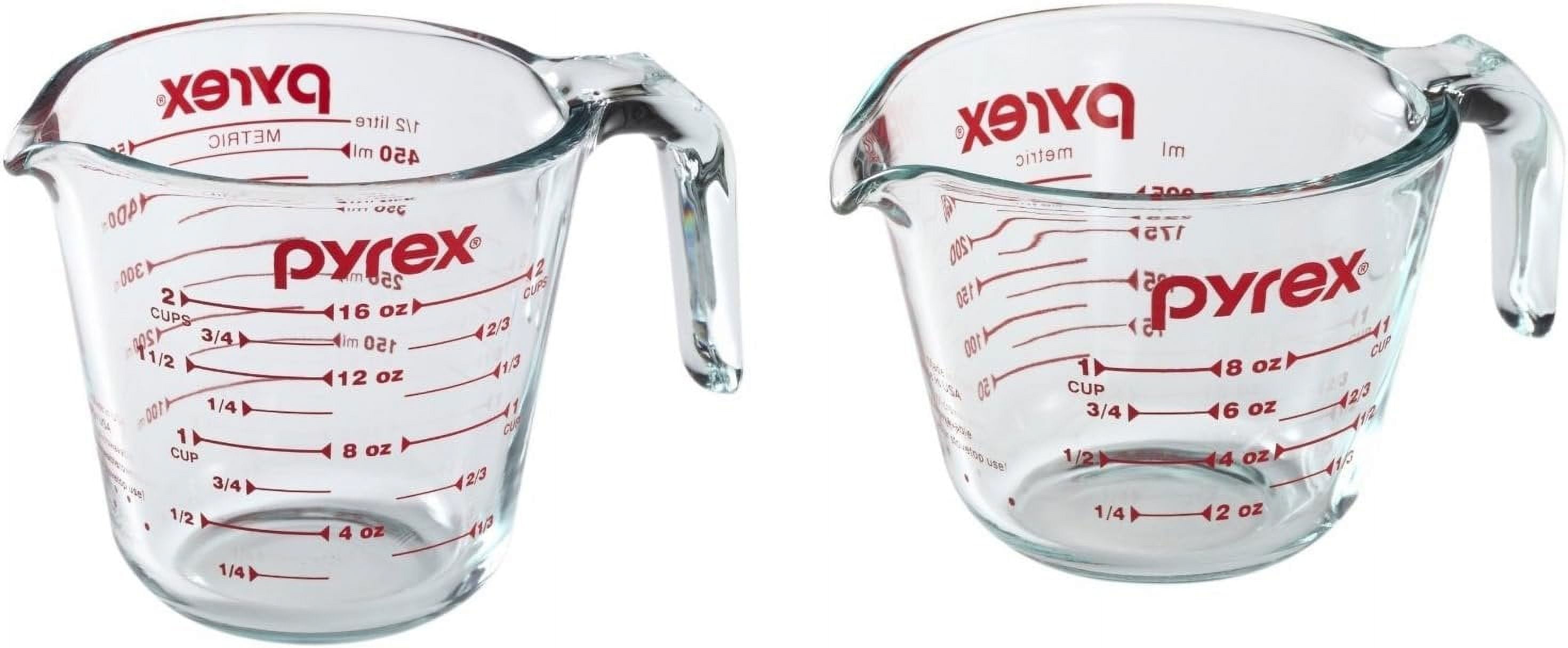 Pyrex, Clear Prepware Red Measurements, Set of 1-cup & 2-cup - Walmart.com