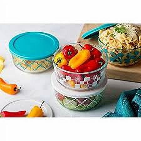 Pyrex Decorated Glass Storage Containers 4 Vessels & 4 Lids 883ml/3.73 ...