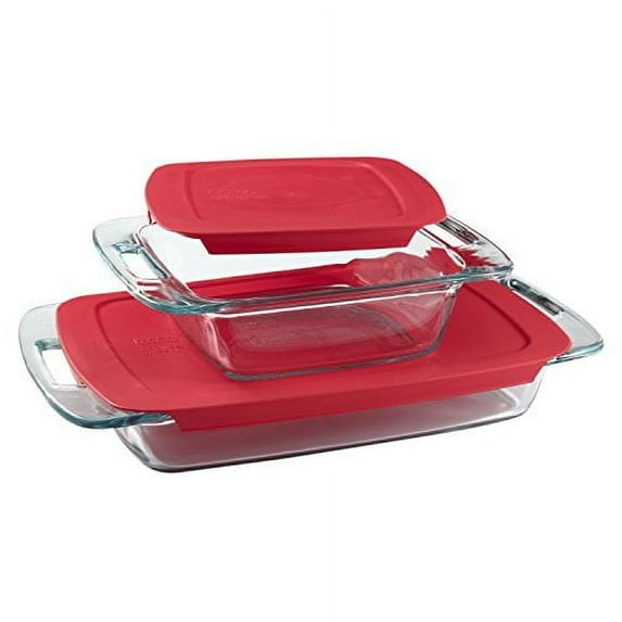 Pyrex Easy Grab 4-piece Glass Bakeware Set with Red Lids - Walmart.com