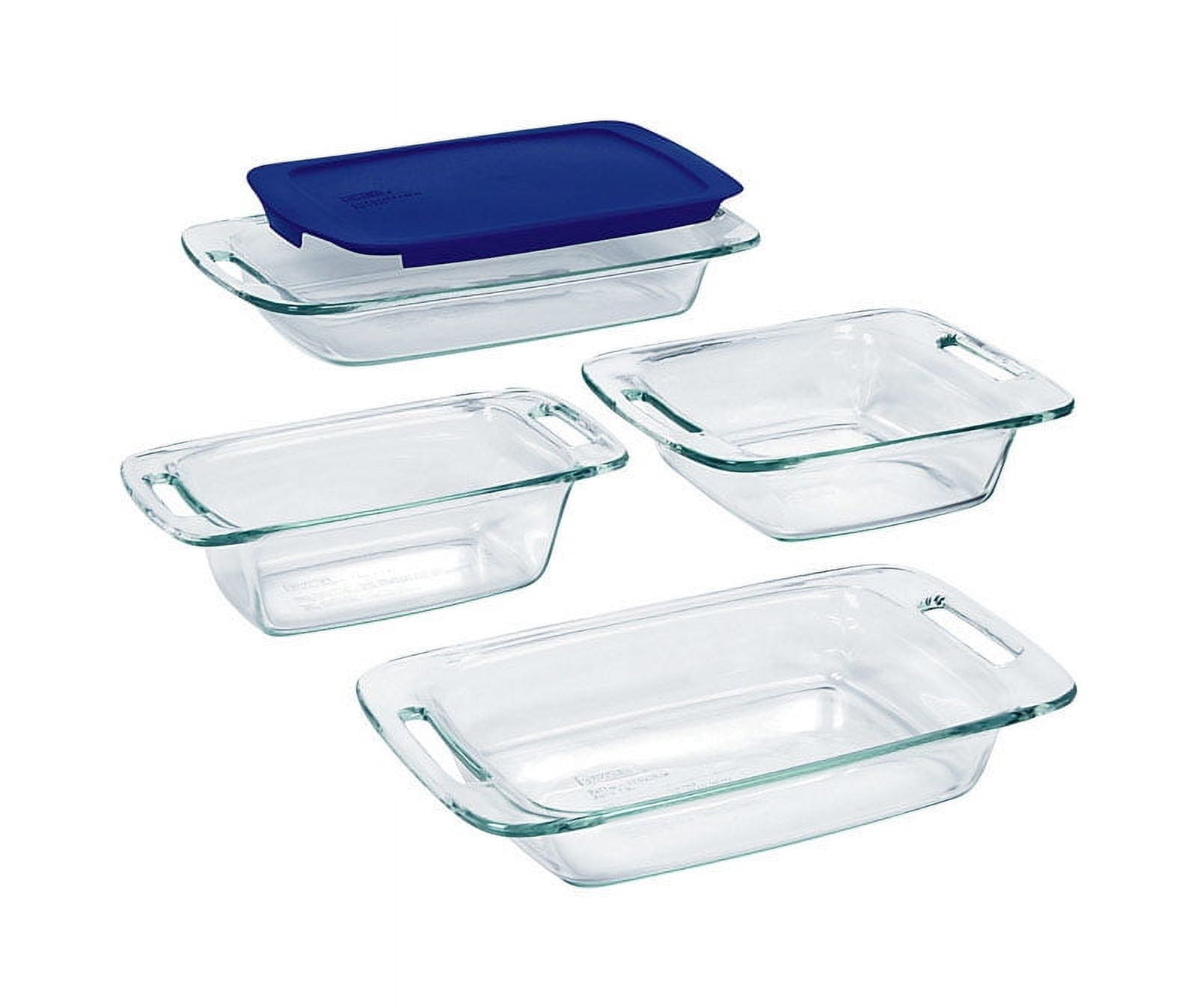 Pyrex Easy Grab Glass Bakeware Set with Lids, 5-Piece Oven Safe Square ...
