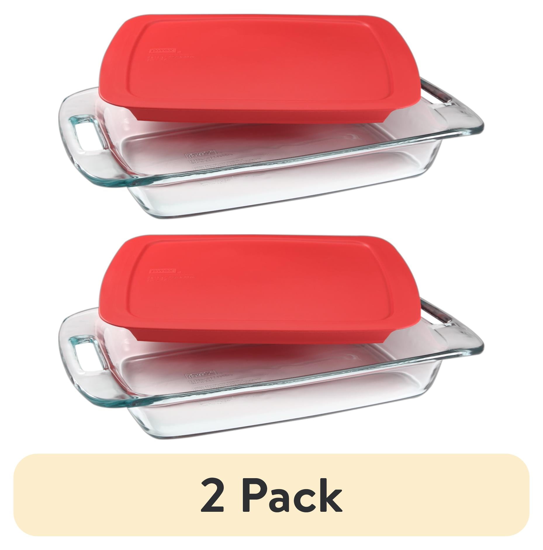 (2 pack) Pyrex Easy Grab Glass Baking Dish with Red Lid, 3-Quart ...