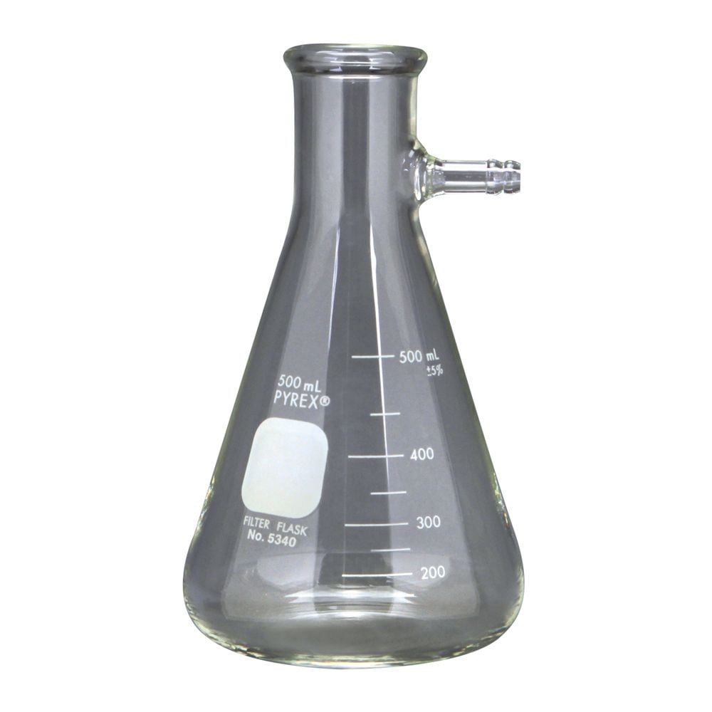 Corning Pyrex Glass Filtering Flask, Heavy-Walled, Side Tubulation, 500 ...