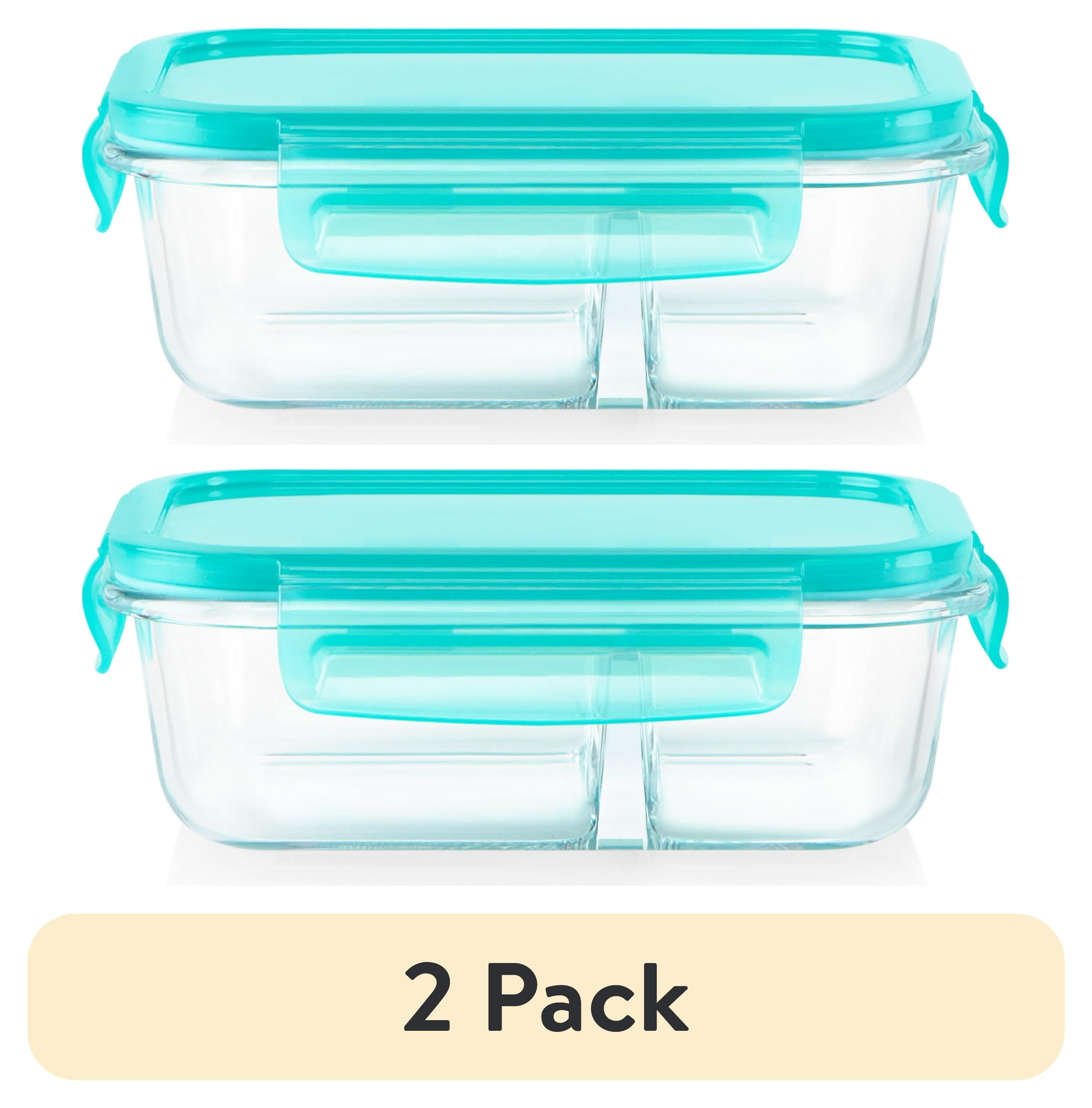 (2 pack) Pyrex MealBox 2.3-cup Divided Glass Food Storage Container ...