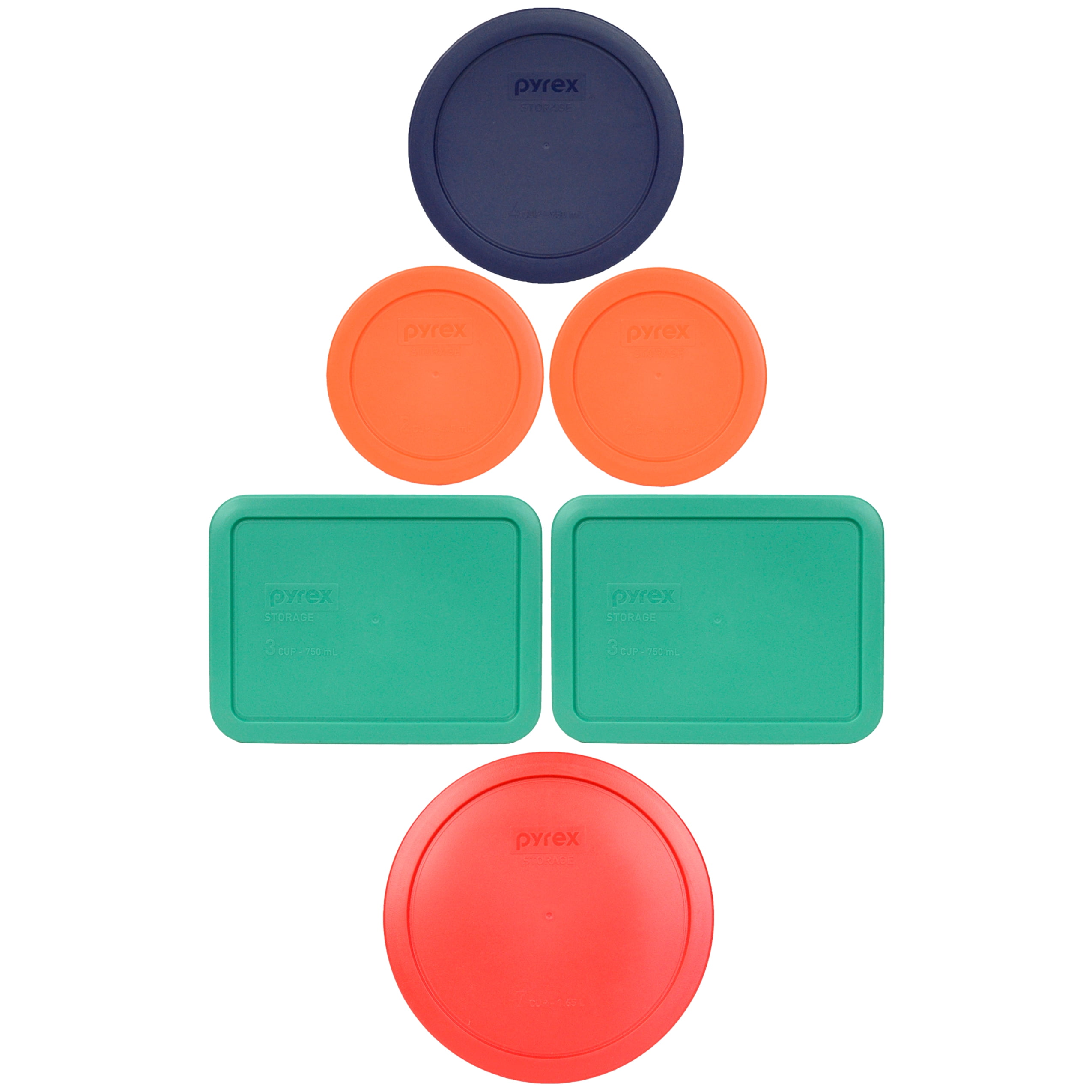 Pyrex Multi-Color Replacement Lids Set - (2) 7200-PC 2-Cup, (1) 7201-PC ...