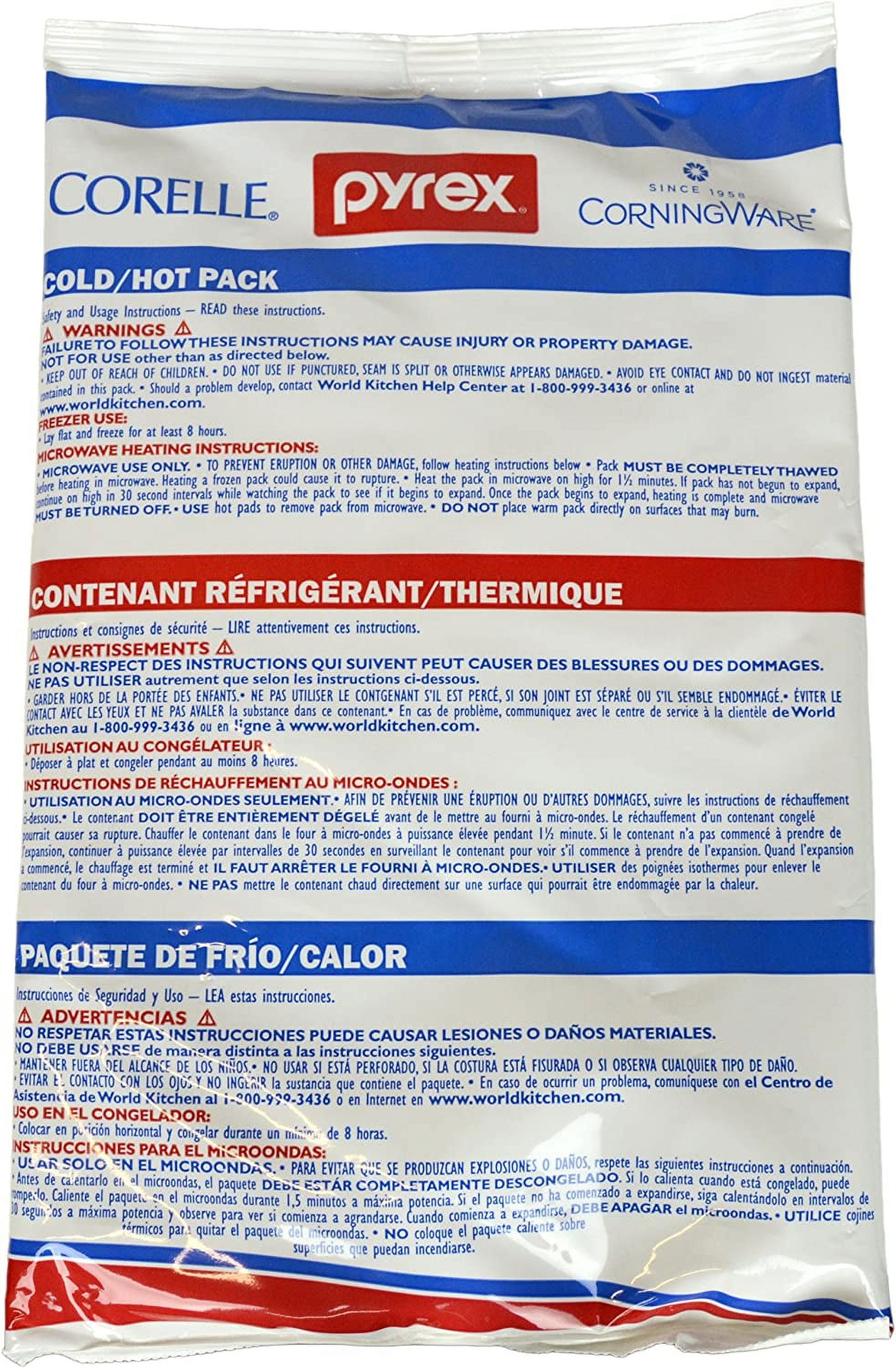 Pyrex Portable Hot & Cold Pack Combo - Large. (2) Pack HSA/FSA Eligible ...