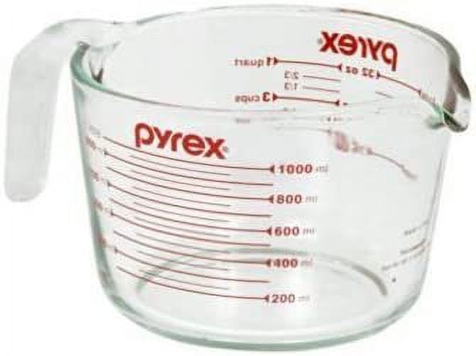 "Pyrex Measuring Cup, Glass, Clear with Red Graphics, 4 Cup Capacity, 8 ...