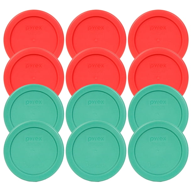 Pyrex Replacement Lid (12-Pack) 7202-PC 1-Cup Round Lids in Red & Green ...
