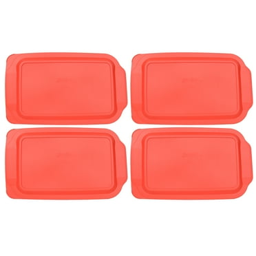 Pyrex 7210-PC Red Rectangle Plastic Replacement Storage Lid Cover (2 ...