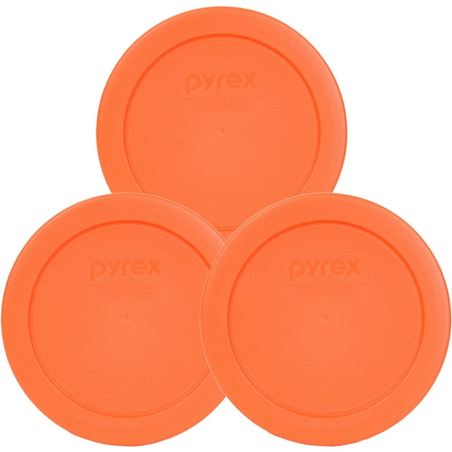 Pyrex 7200-PC 2-Cup Orange Plastic Round Lid (3-Pack), BPA-Free ...