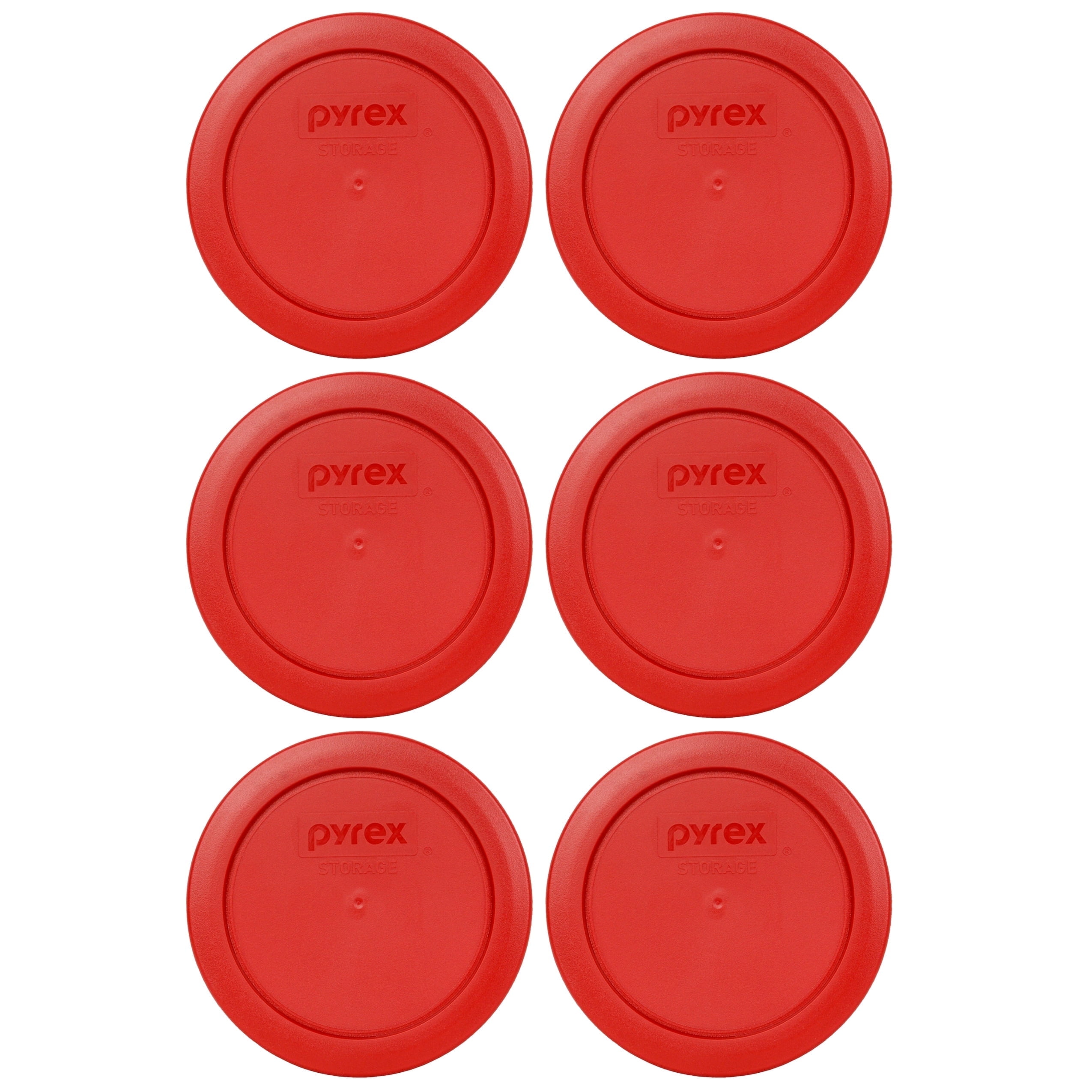 Pyrex 7200-PC Poppy Red Replacement Lid 6-Pack, BPA-Free Plastic, for 2 ...