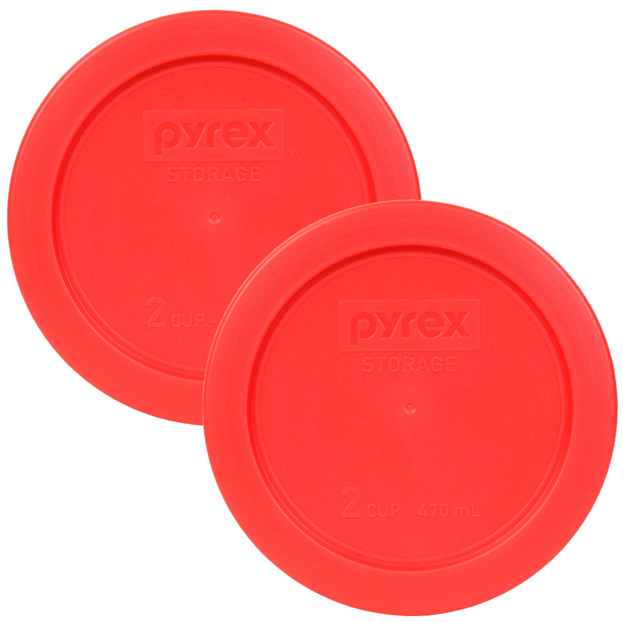 Pyrex Replacement Lid 7200-PC, Red, 2-Pack for 2-Cup Storage Bowls ...