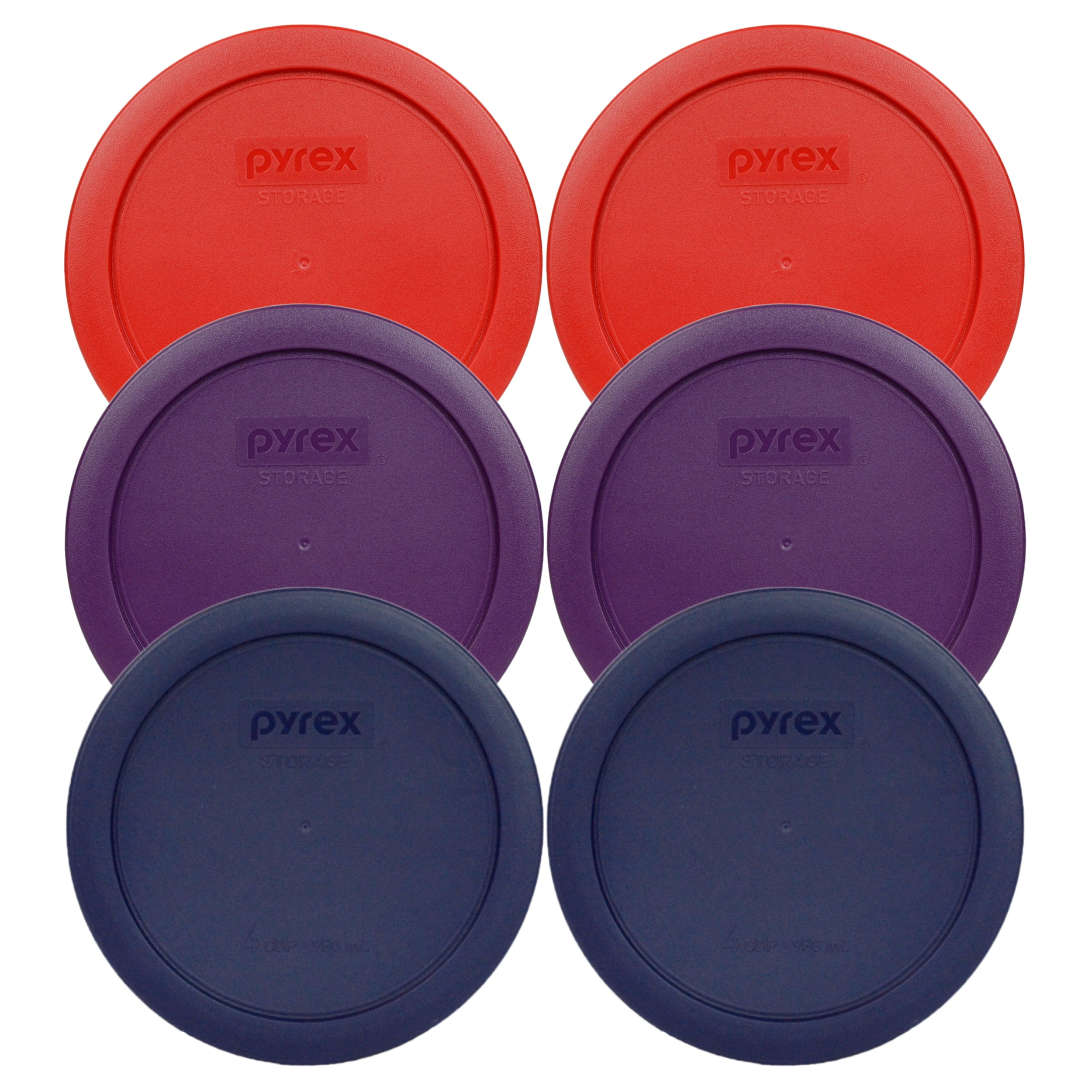 Pyrex 7201-PC 4-Cup Lids: (2) Red, (2) Purple, (2) Blue, BPA-Free ...