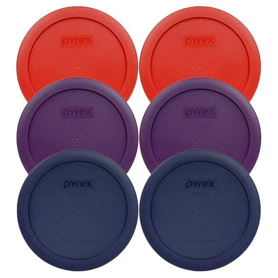 Pyrex 7201-PC 4-Cup Lids: (2) Red, (2) Purple, (2) Blue, BPA-Free ...