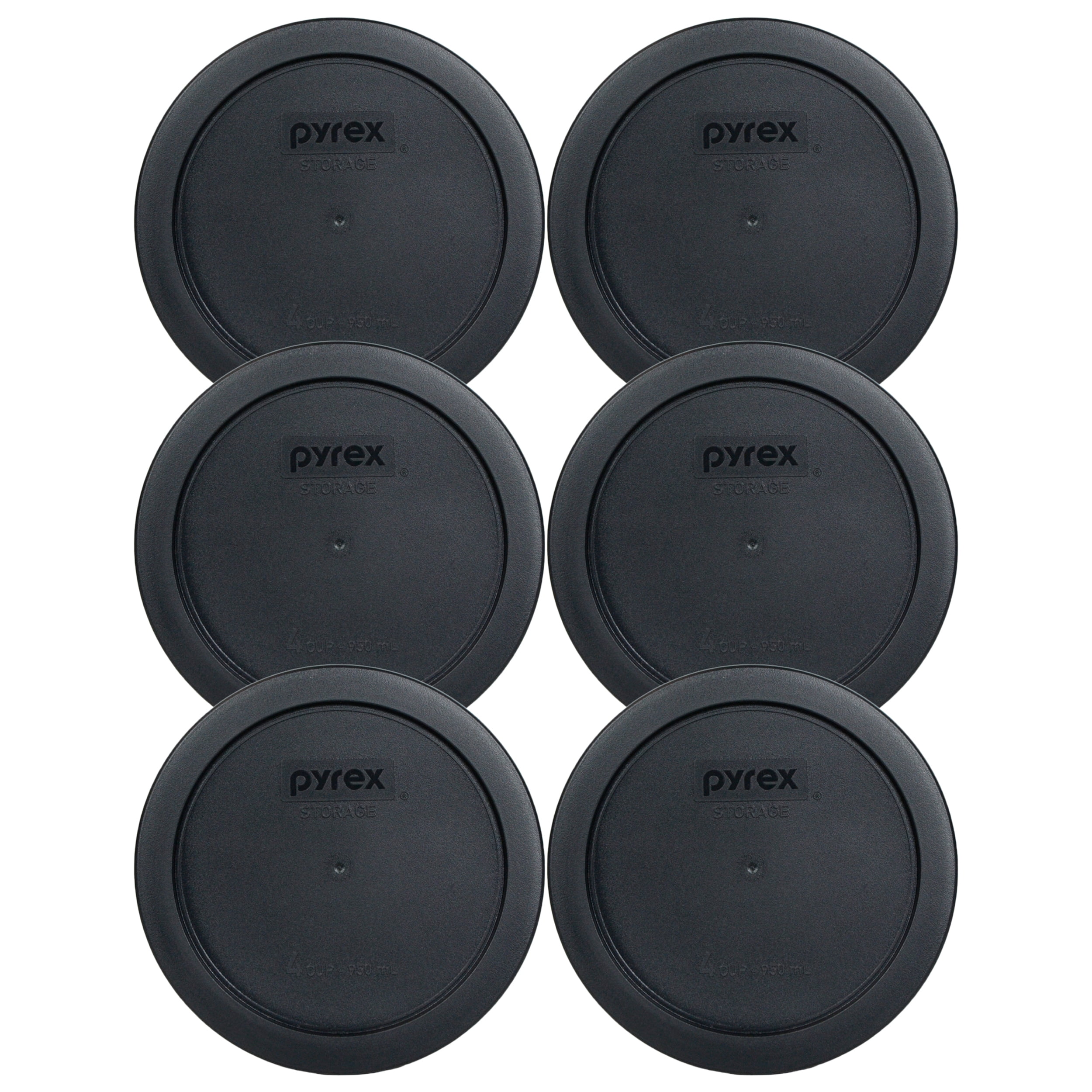 Pyrex Replacement Lid 7201-PC Black, Round Plastic Cover, 6-Pack for 4 ...