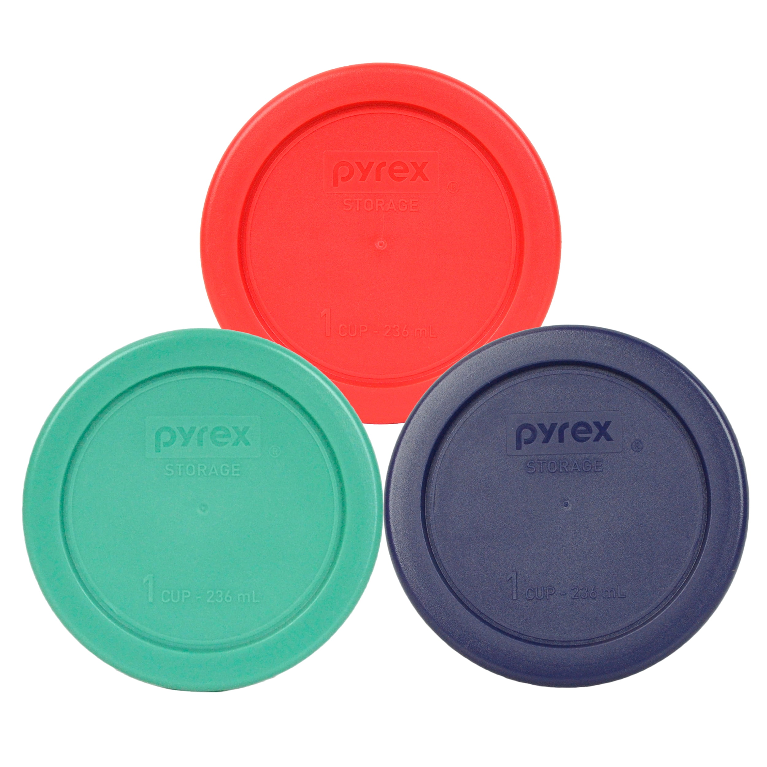 Pyrex 7202-PC Replacement Lid Pack, BPA-Free Plastic, Blue, Red, Green ...