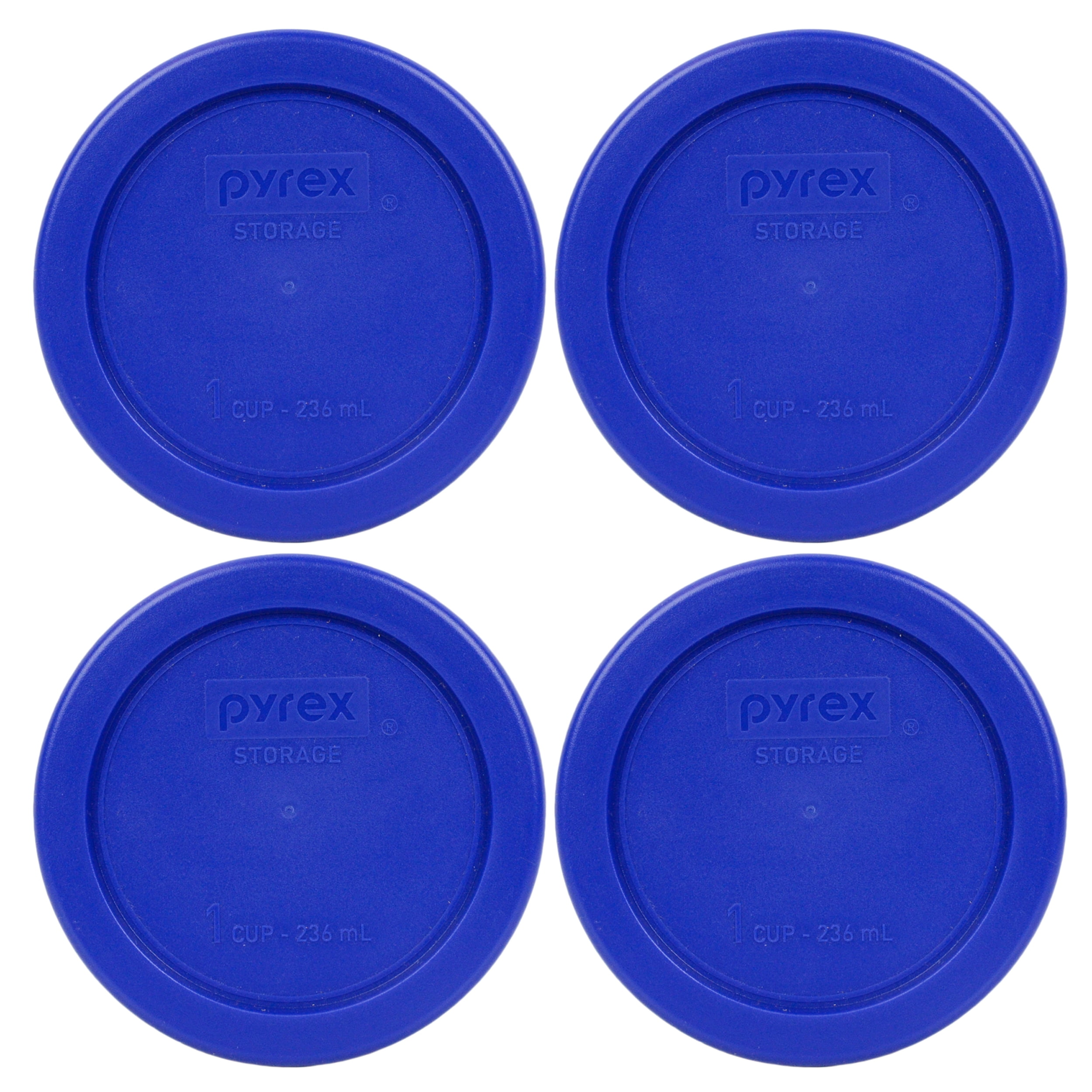Pyrex 7202-PC 1-Cup Cadet Blue Round Replacement Lid (4-Pack), BPA-Free ...