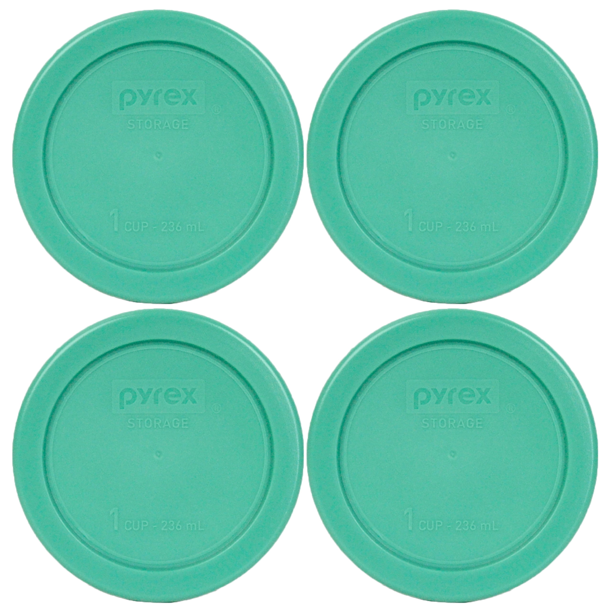 Pyrex Replacement Lid 7202-PC, Green 4-Pack, Fits 1-Cup Bowl, Microwave ...