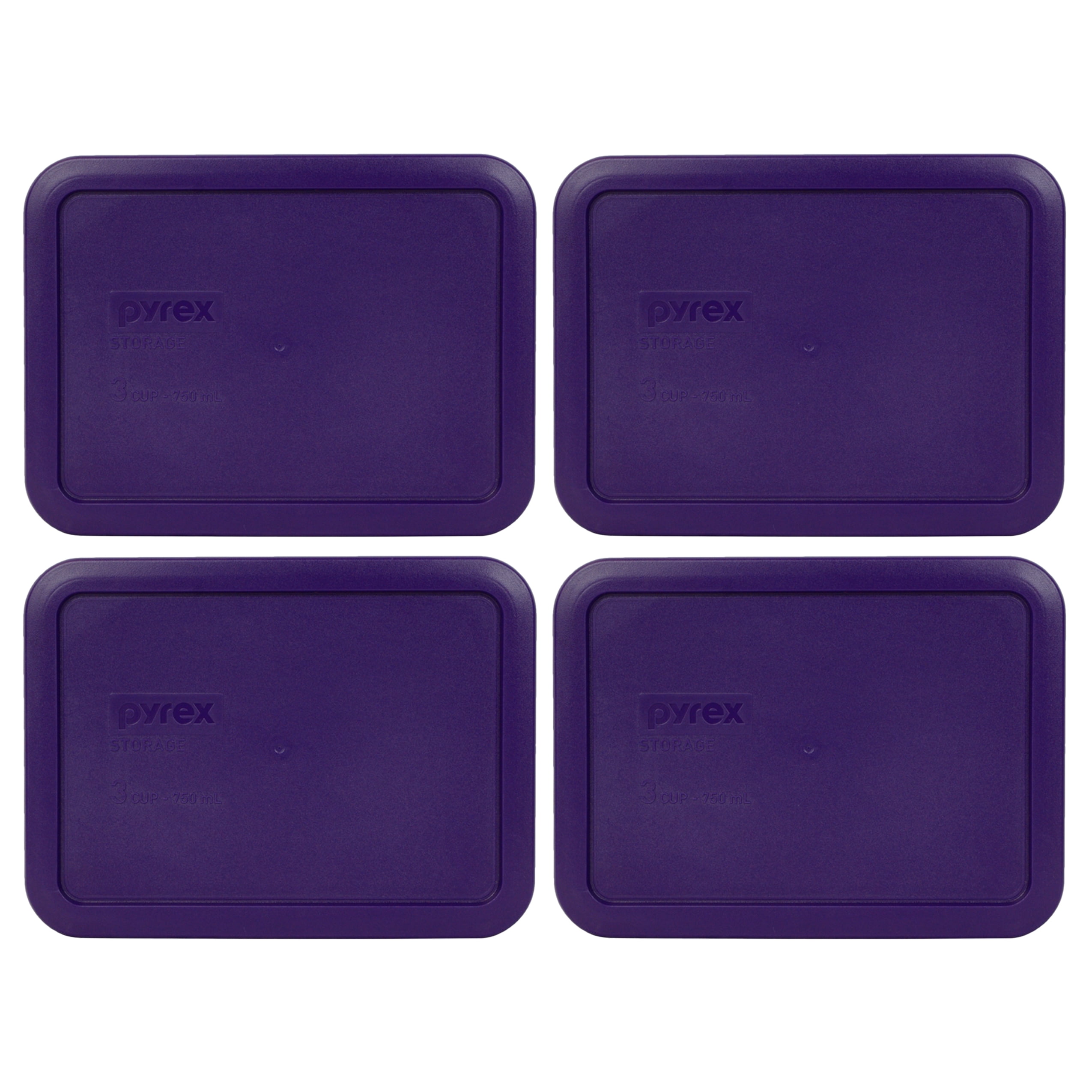 Pyrex Replacement Lid 7210-PC Purple Rectangle Cover 4-Pack for 3-Cup ...