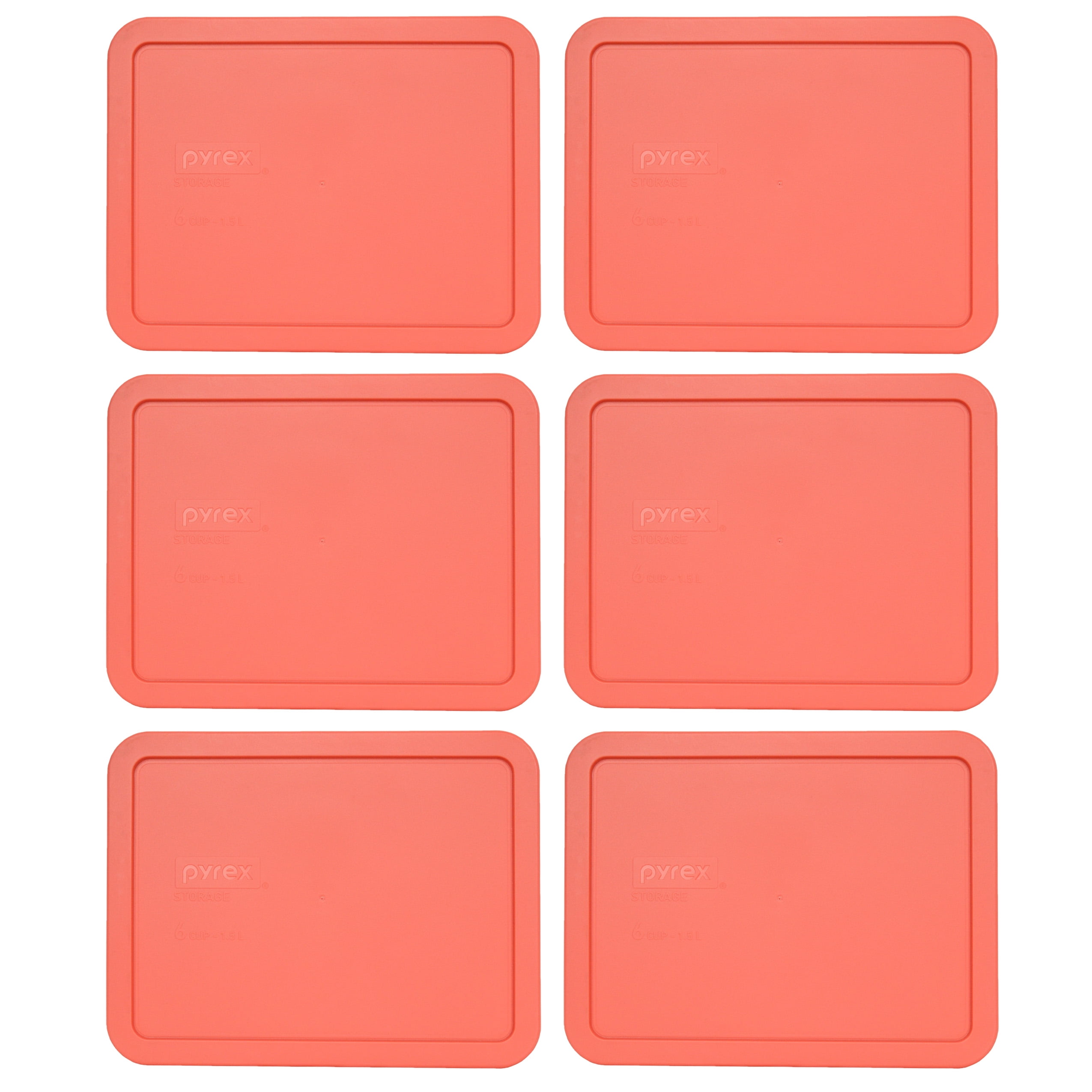 Pyrex Replacement Lid 7211-PC 6 Cup Coral Orange Rectangle Cover 6-Pack ...