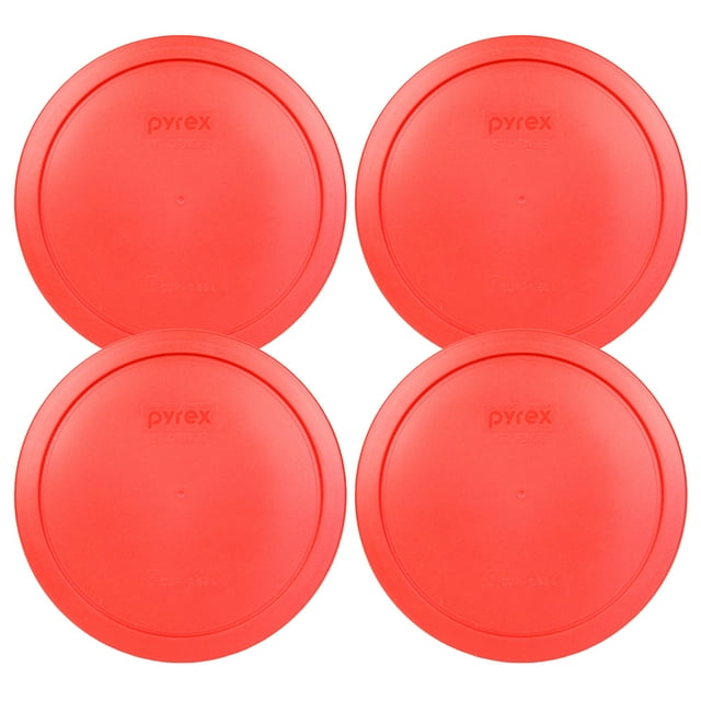 Pyrex 4-Pack Red Round Replacement Lids 7402-PC for 7-Cup Bowl, BPA ...