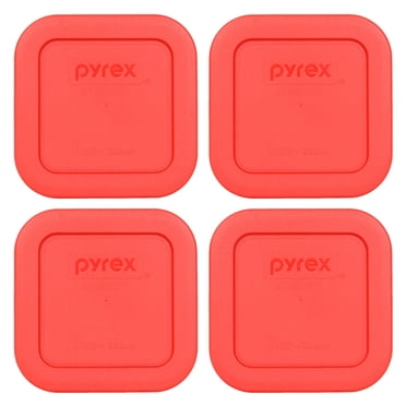 Pyrex Replacement Lid 7201-PC Poppy Red Round Set Plastic Cover (4-Pack ...