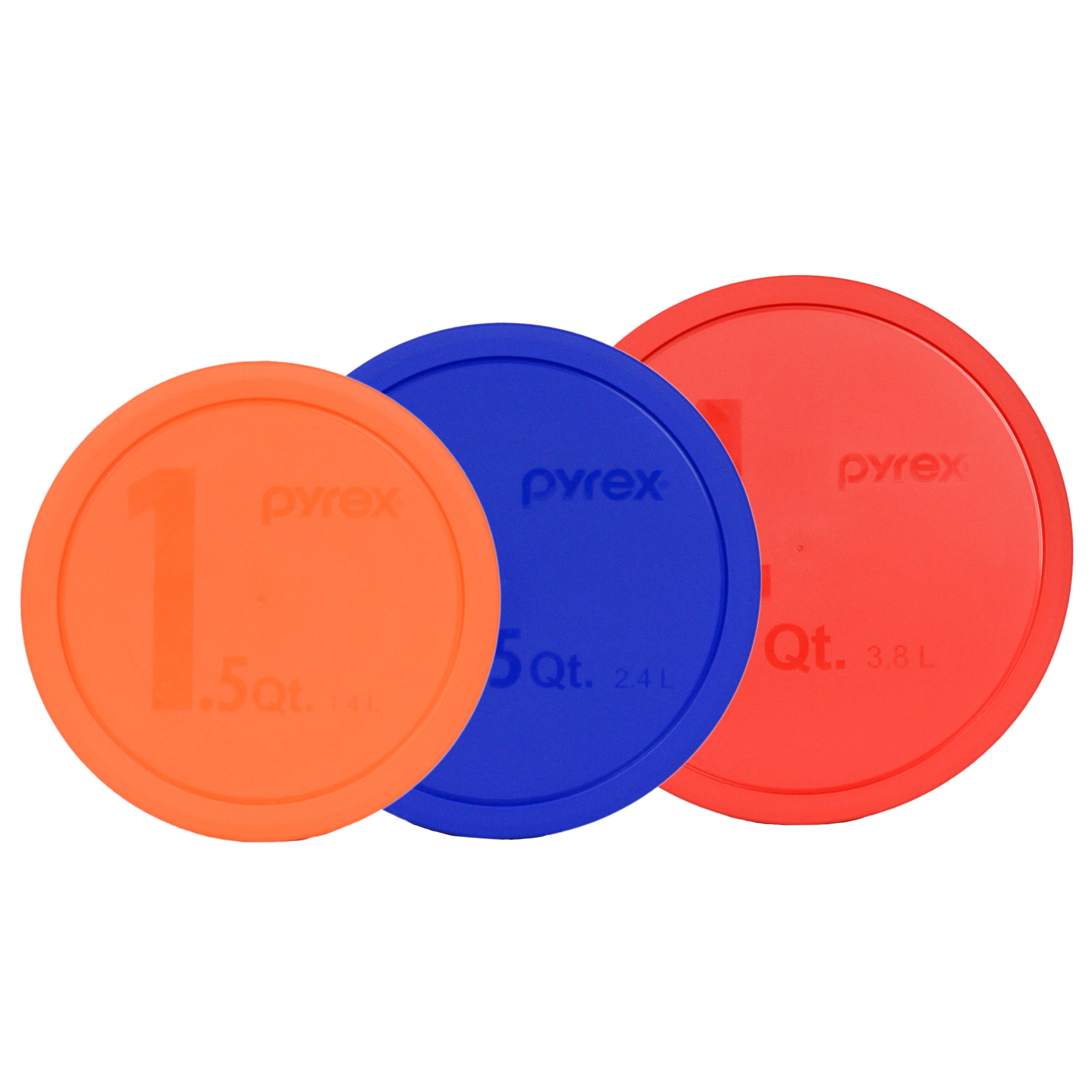 Pyrex 3-Pack Replacement Lids SET (Orange 1.5Qt, Blue 2.5Qt, Red 4Qt ...