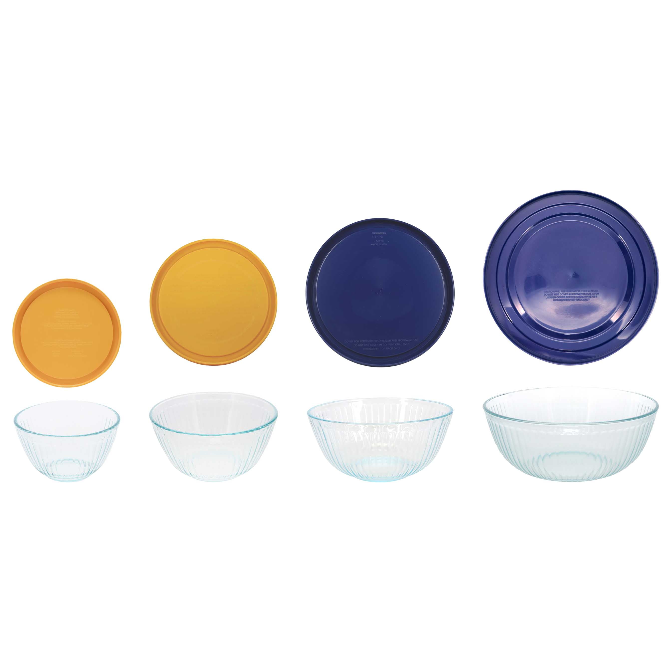 Pyrex Sculpted Glass Bowl Set: 7401, 7401-PC Lemon Drop Yellow, 7402 ...