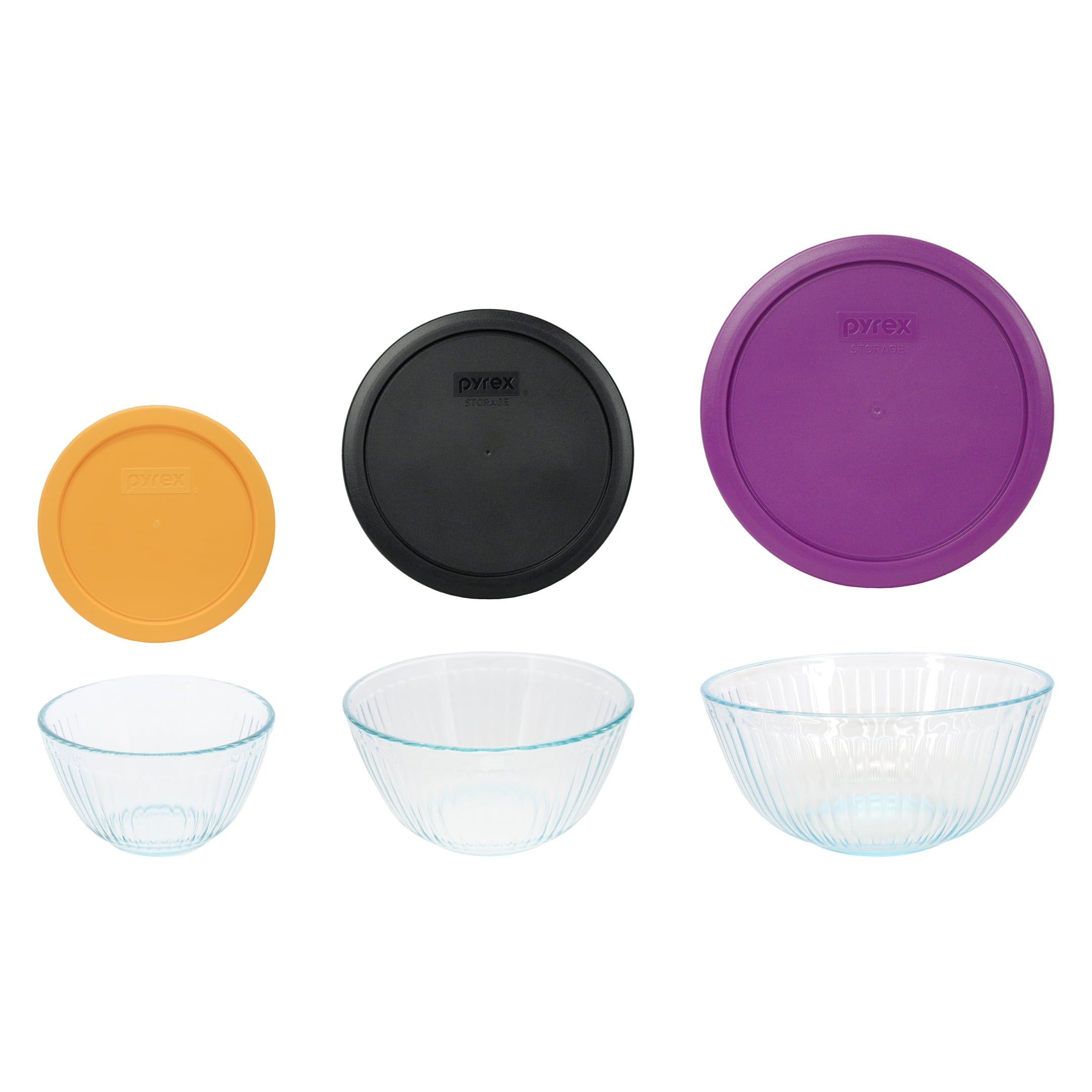 Pyrex Sculpted Glass Bowls w/ Lids: 7401, 7401-PC Lemon Drop Yellow ...