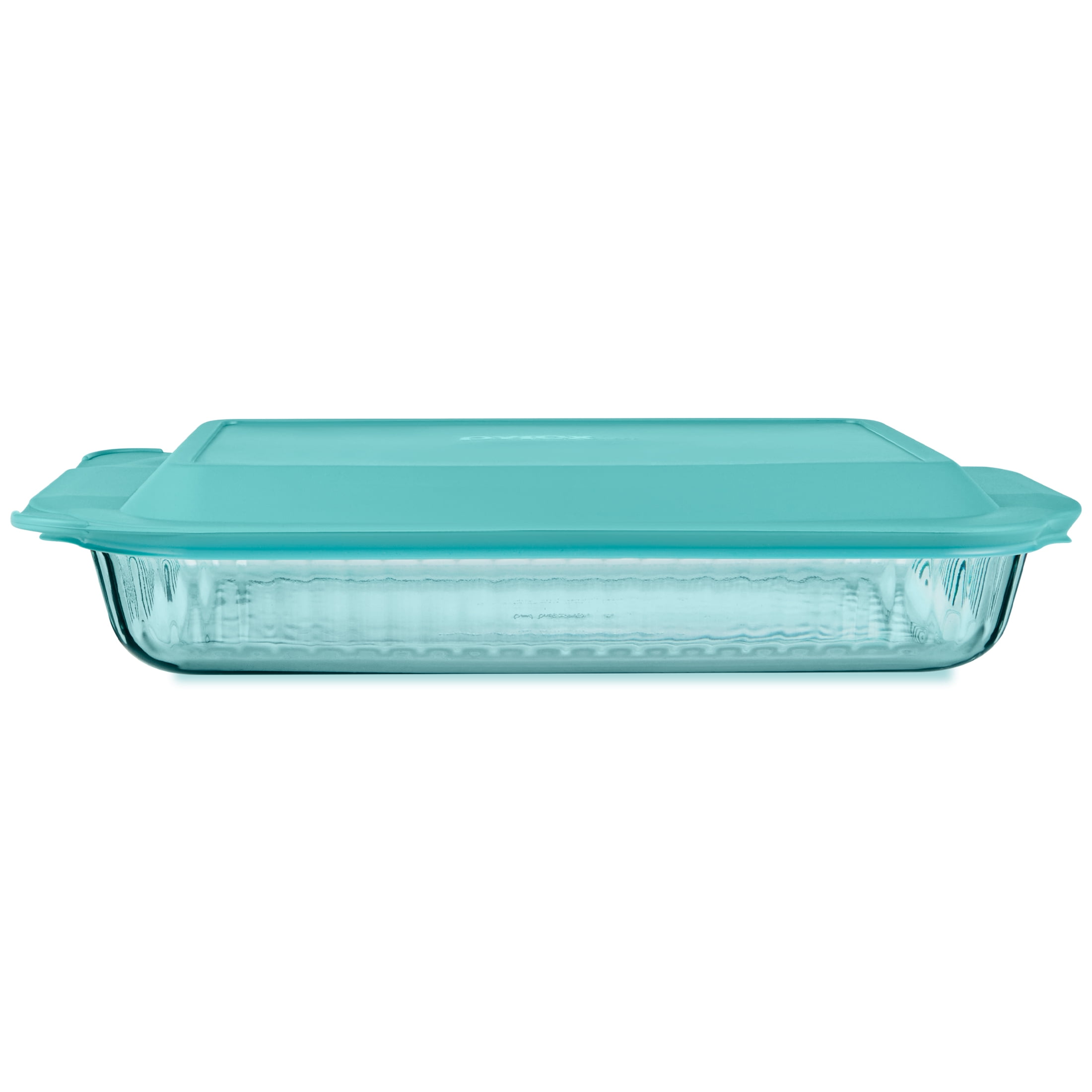 Pyrex Sculpted Tinted Glass 3QT Oblong Baking Dish with Lid, Aqua ...