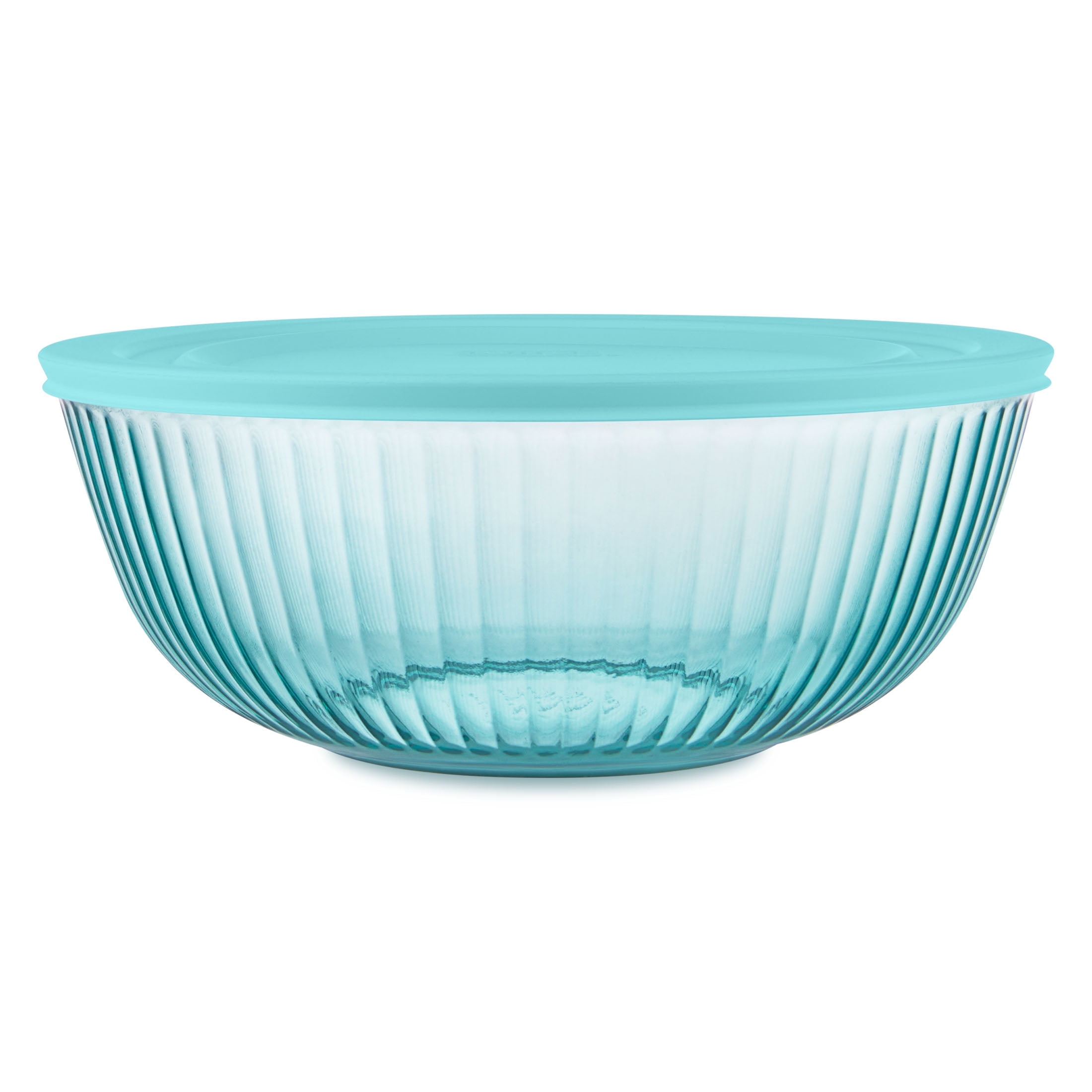 Pyrex® Sculpted Tinted Glass 4.5QT Mixing Bowl with Lid, Aqua - Walmart.com