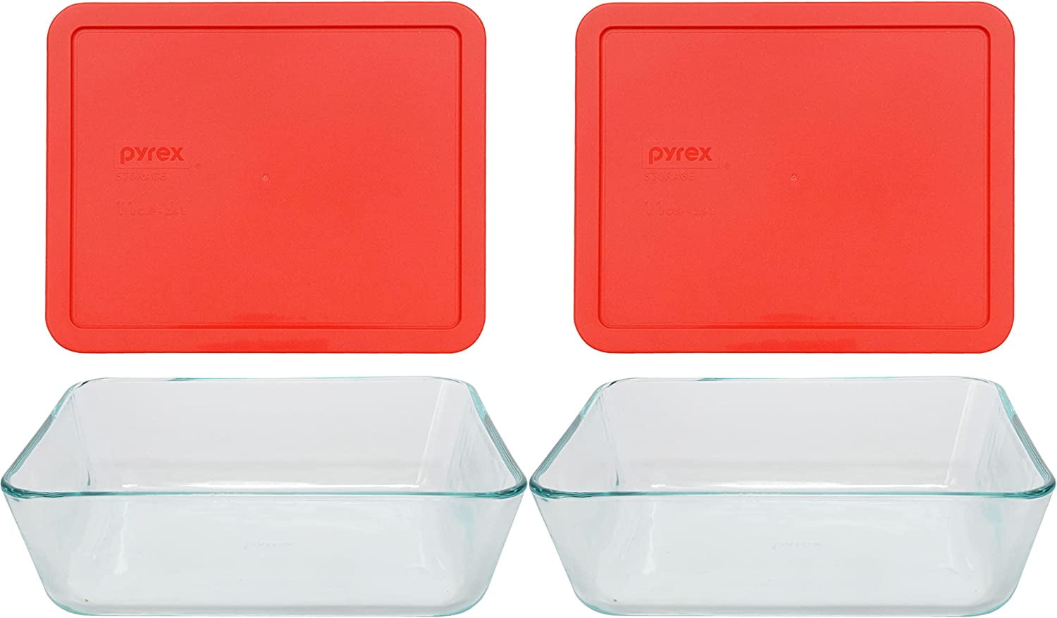 Pyrex Simply Store 11-Cup Rectangular Glass Food Storage Dish (2 Pack ...